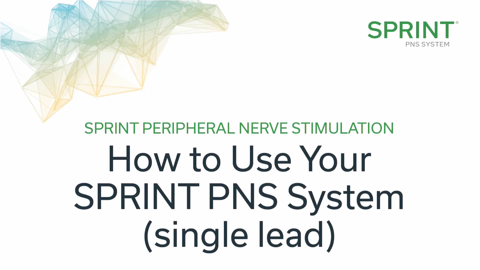 How to Use Your SPRINT PNS System (single lead) on Vimeo