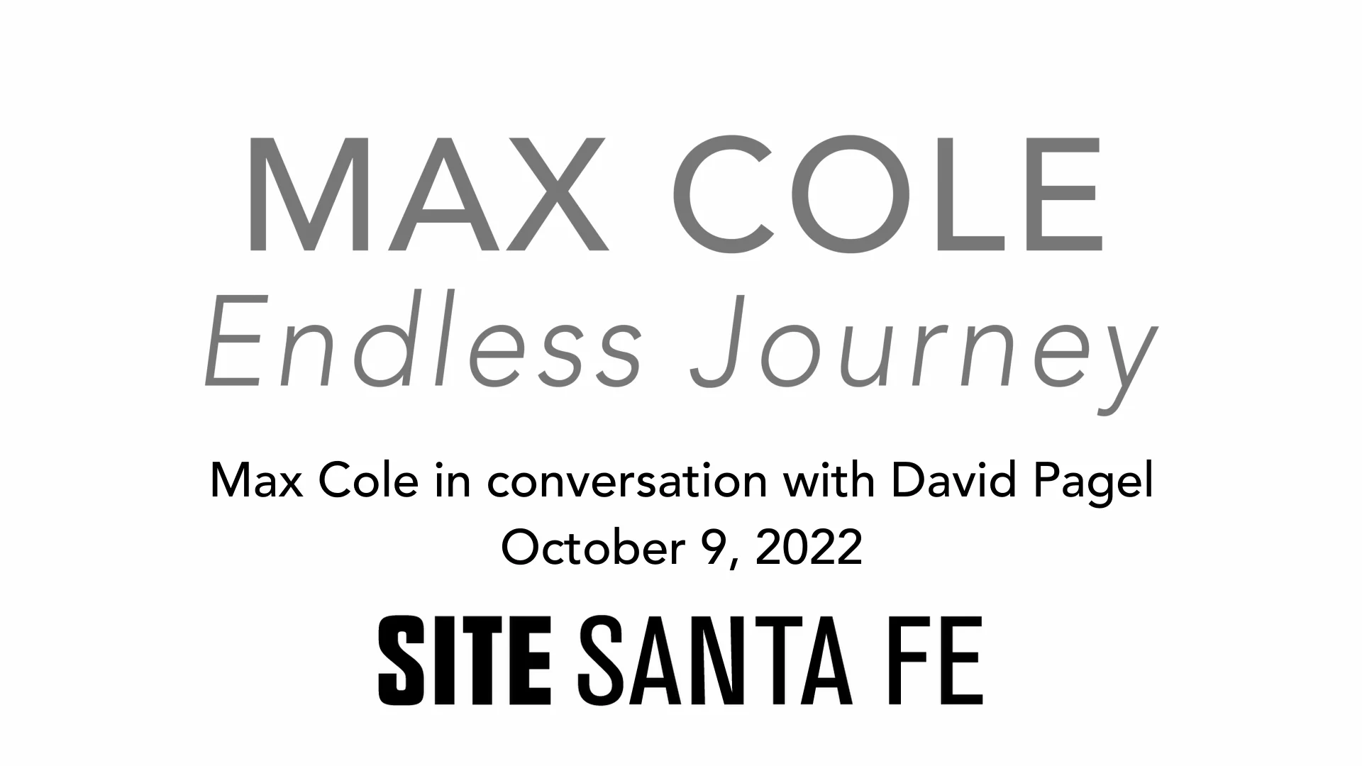 Artist Max Cole in conversation with David Pagel on Vimeo