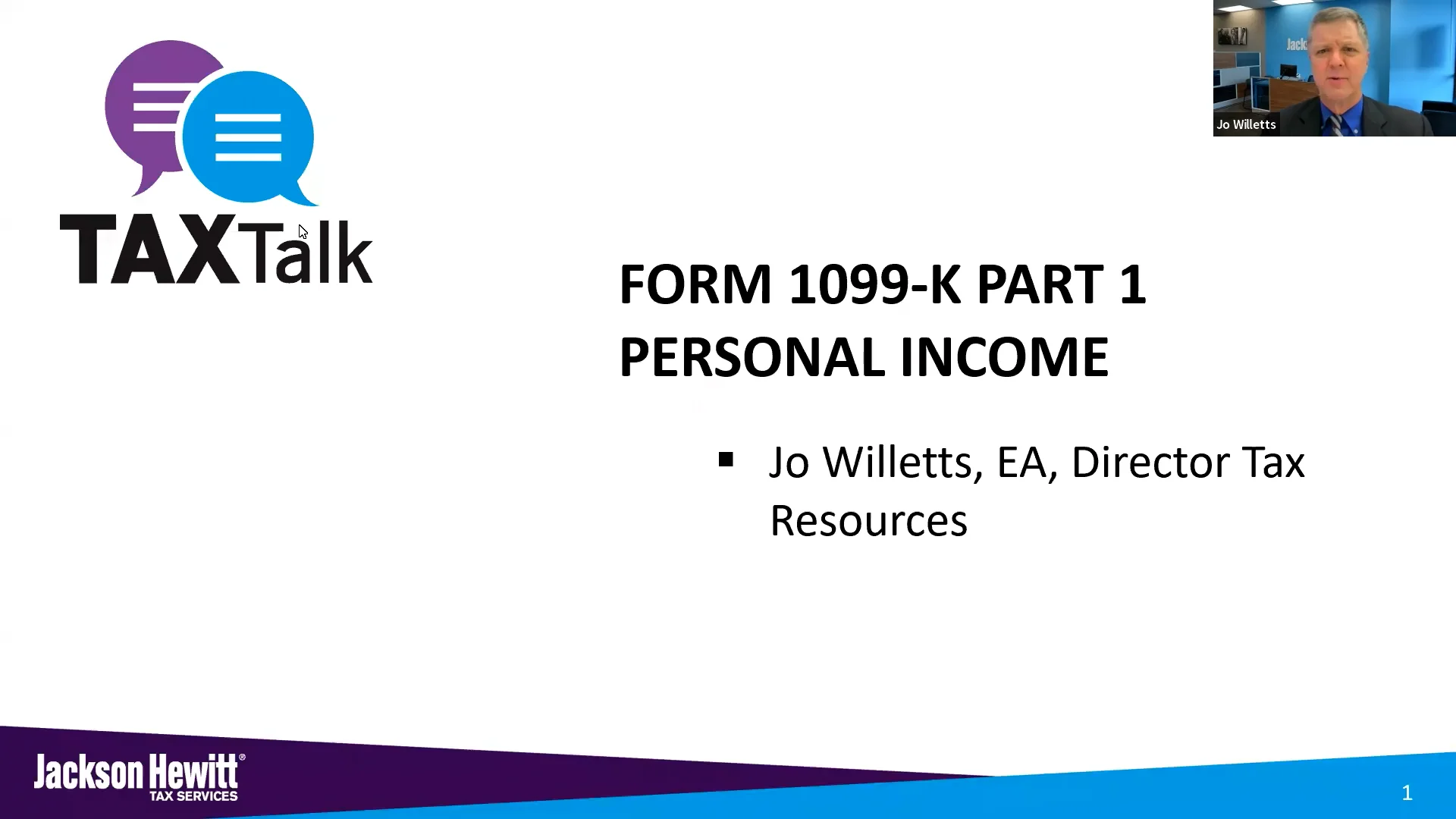 Tax Talk: Form 1099-K Part 1 Personal Income Webinar