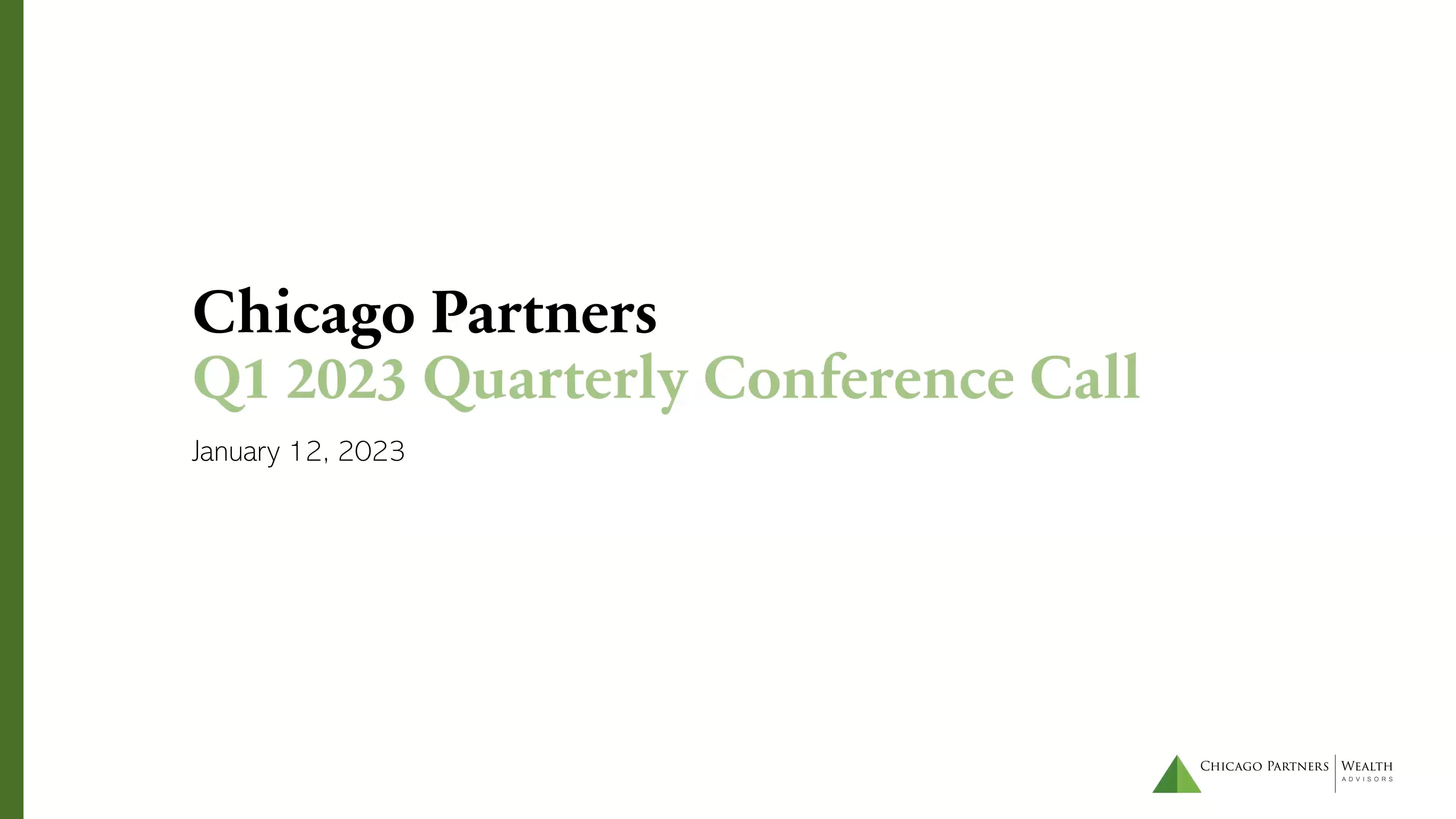 Chicago Partners Q1 2023 Quarterly Conference Call on Vimeo