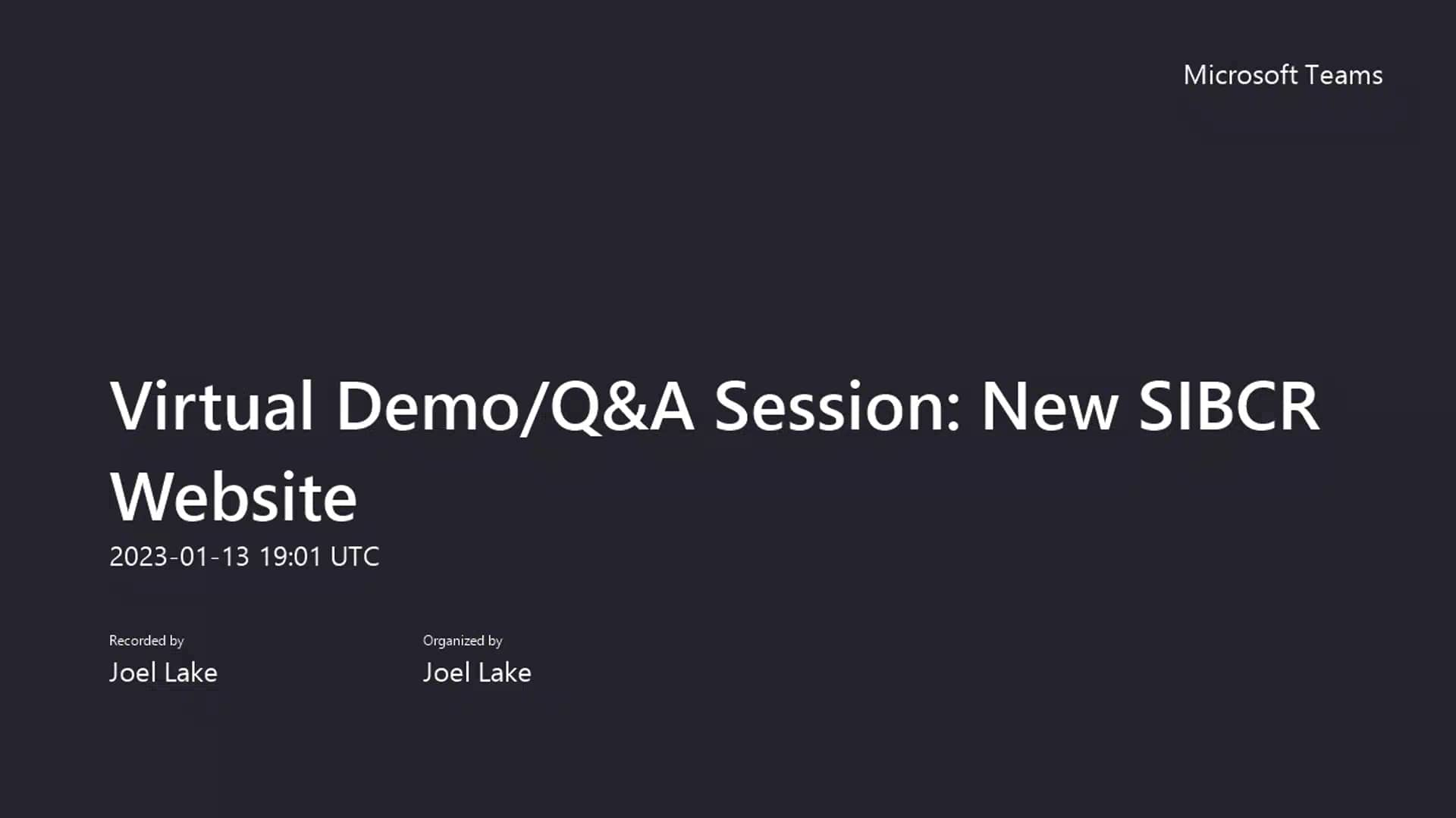 Virtual Demo Q&A Session: New SIBCR Website - Recording on Vimeo