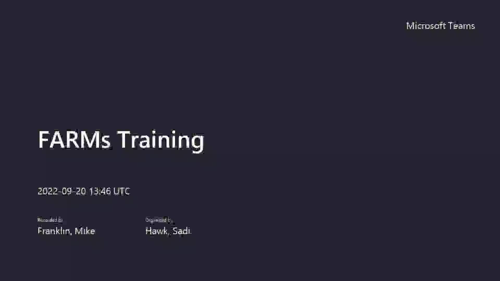 FARMS Training on Vimeo