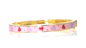 Pink and Purple Enamel Heart Bangle Bracelet in 18kt Gold Over Sterling ...