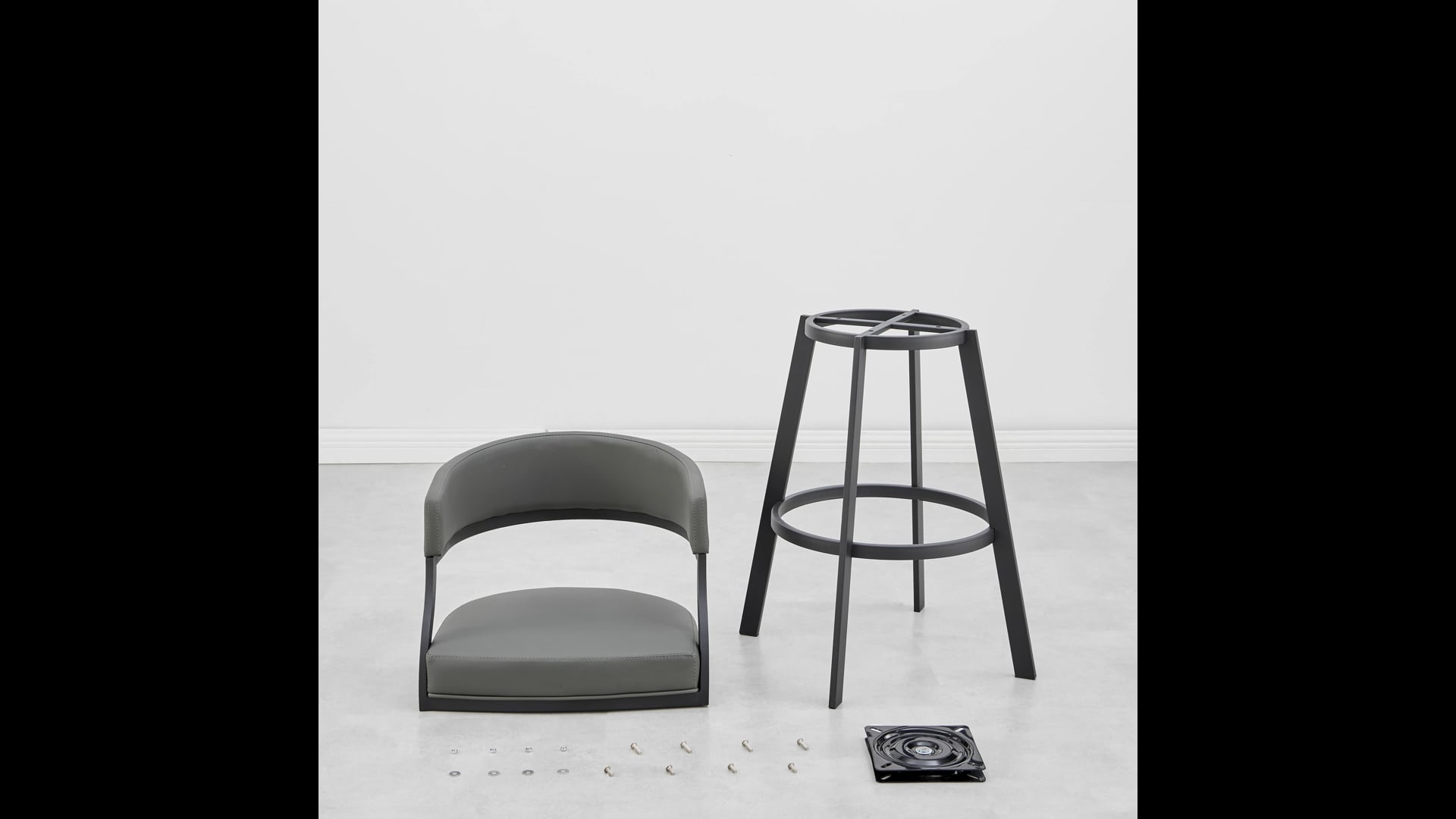 Saturn Swivel Faux Leather and Metal Bar Stool, Bar Height ...