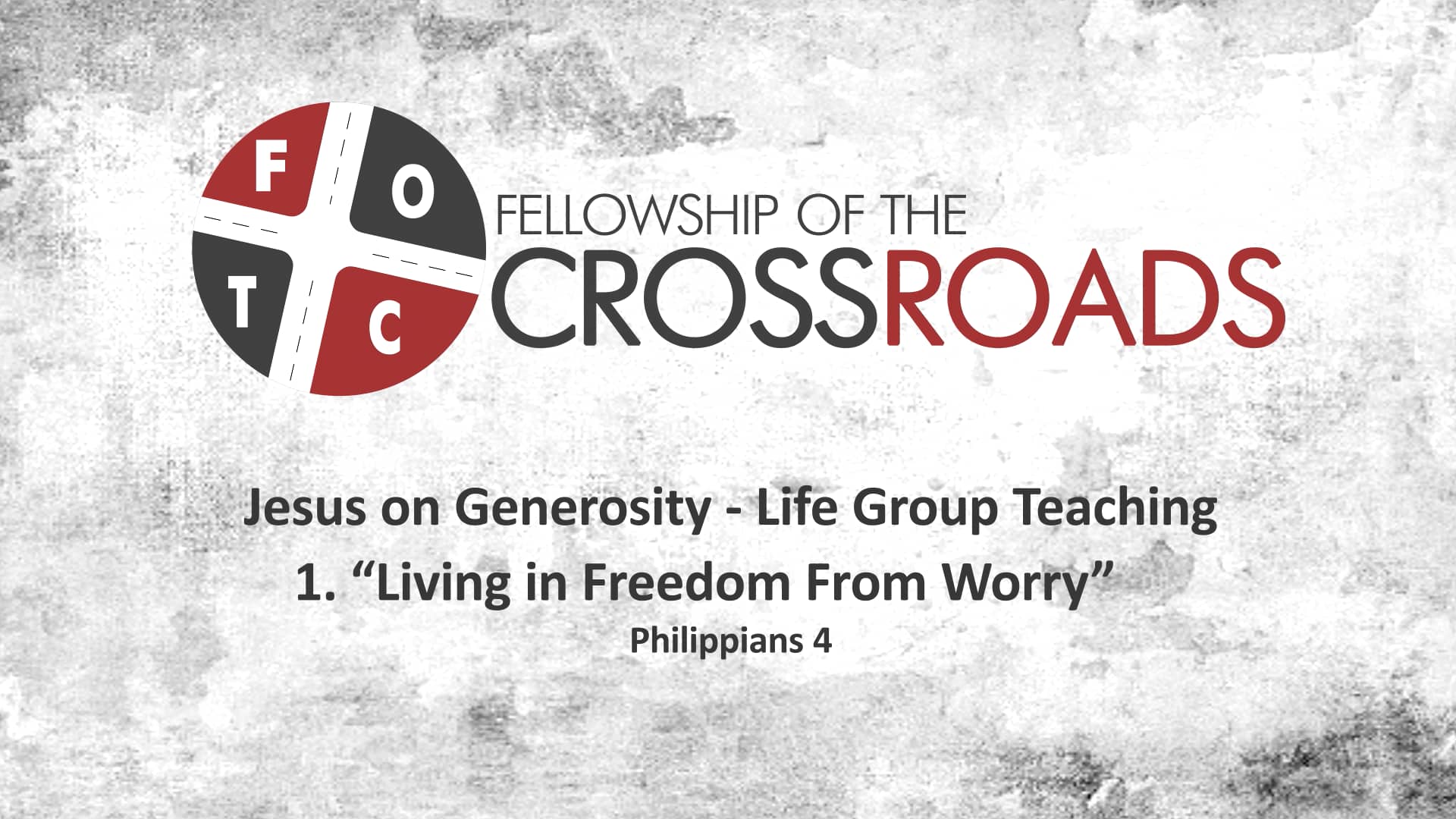 Jesus on Generosity Life Group Teaching 1 - Living in Freedom from ...