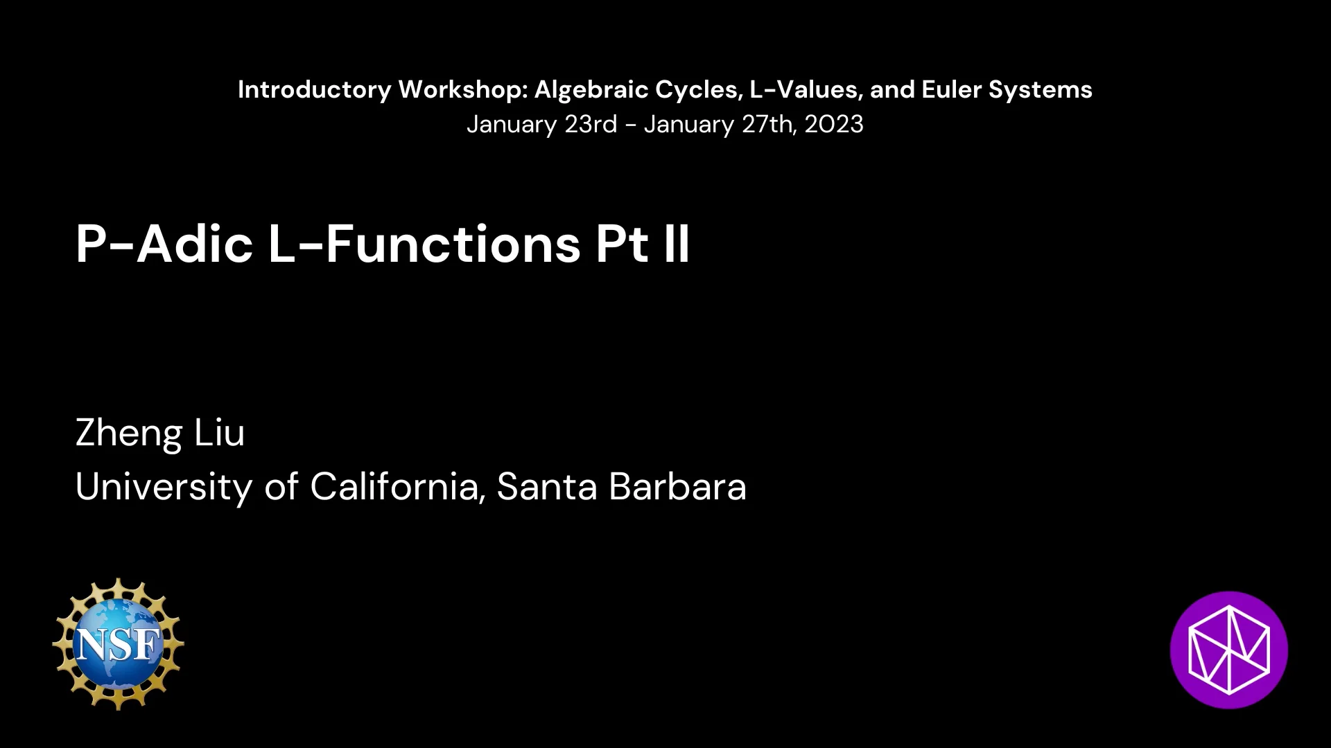 P-Adic L-Functions Pt II- on Vimeo