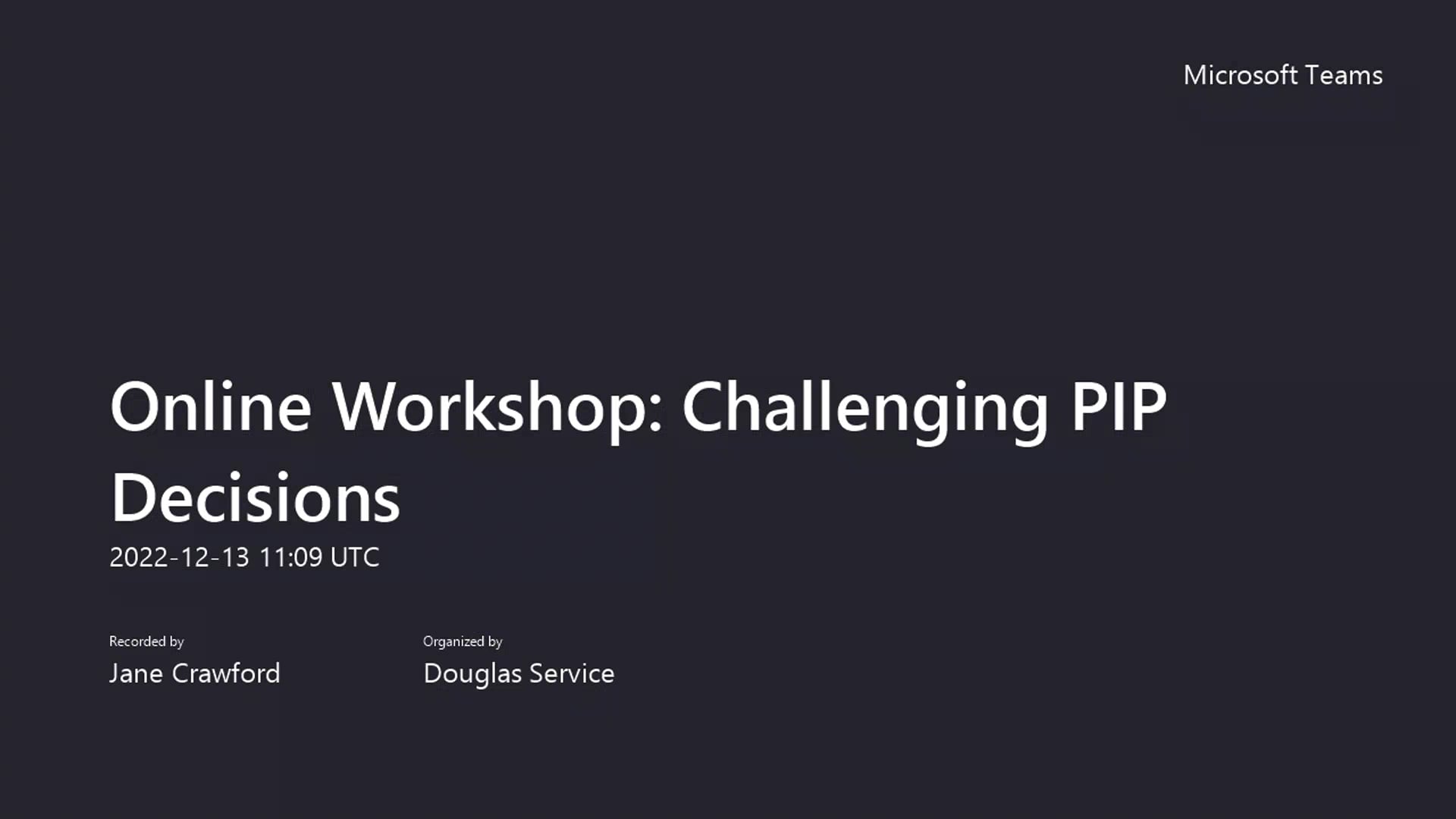 Online Workshop_ Challenging PIP Decisions Part 2 on Vimeo