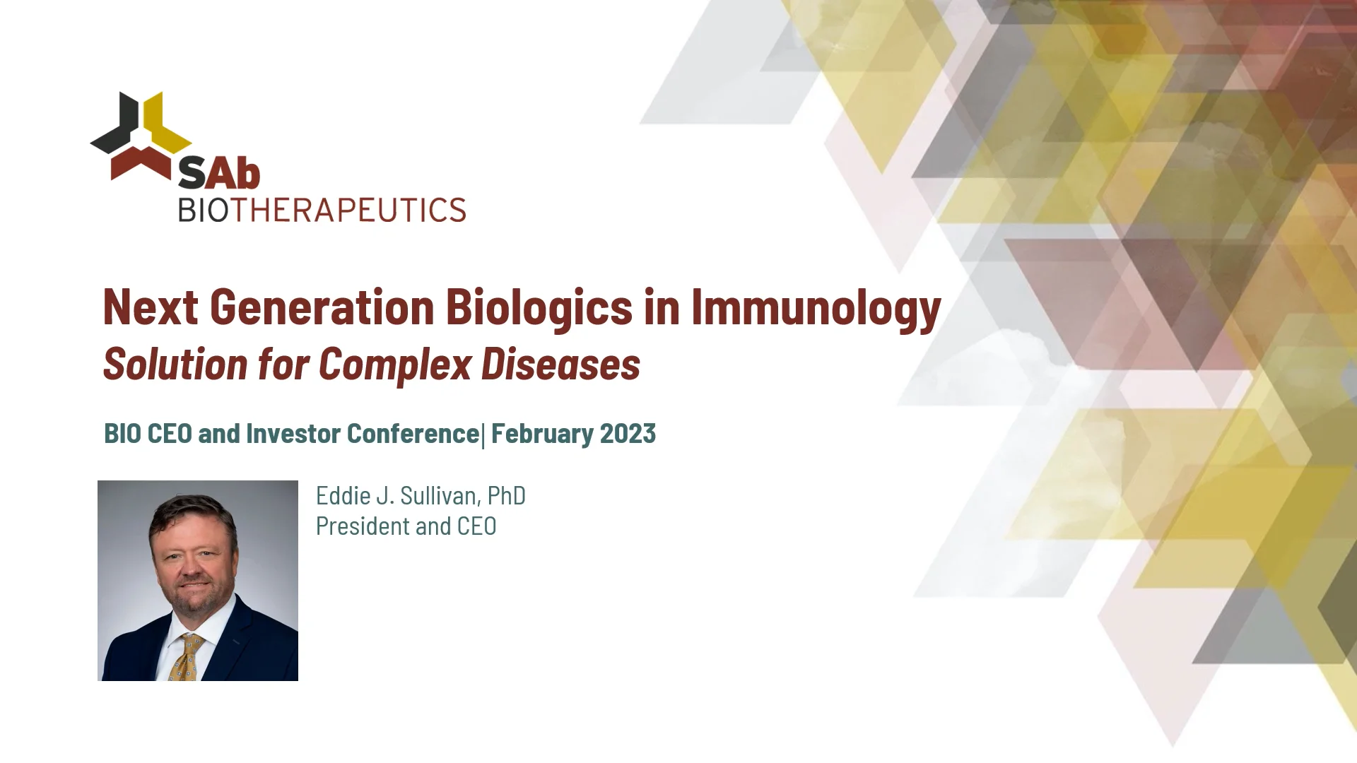 SAB BIO CEO and Investor Conference 01.27.23 on Vimeo