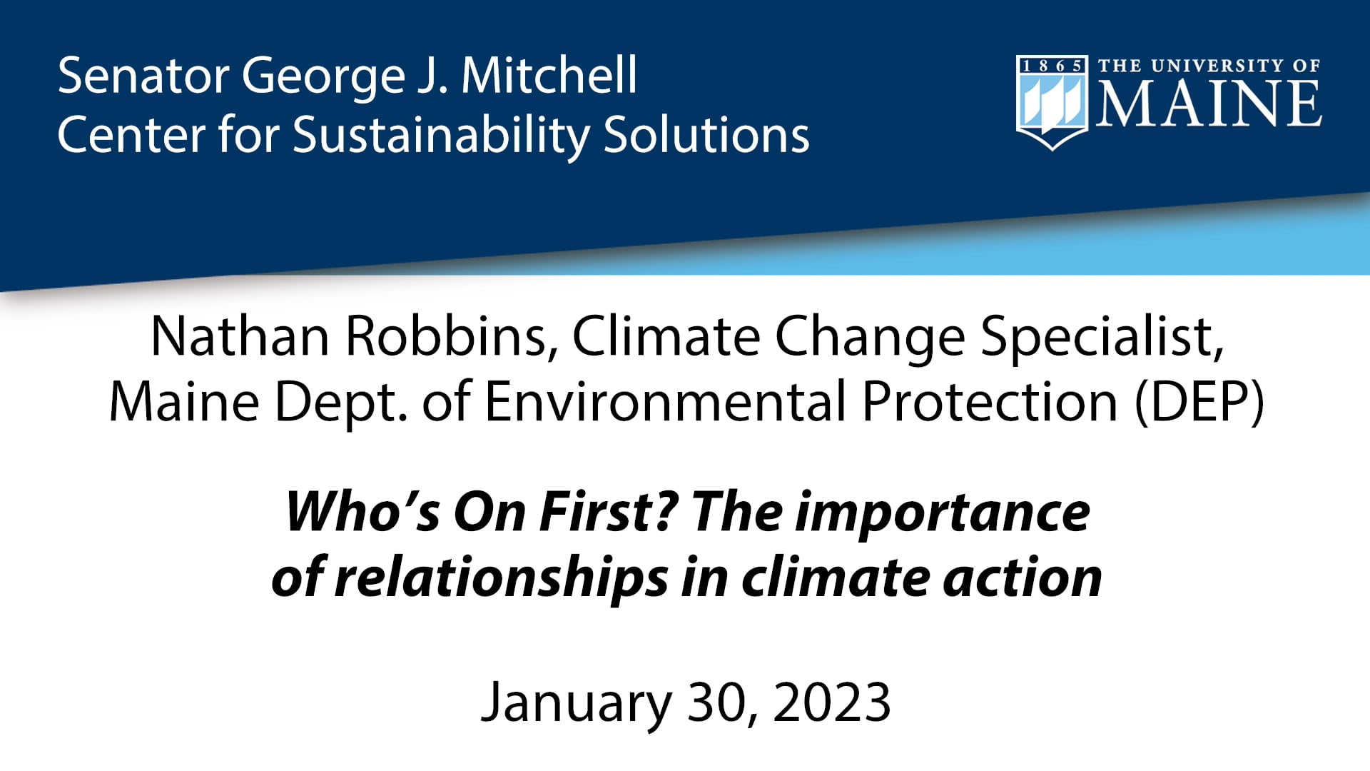 Nathan Robbins, Mitchell Center Talk Series, 1/30/2023