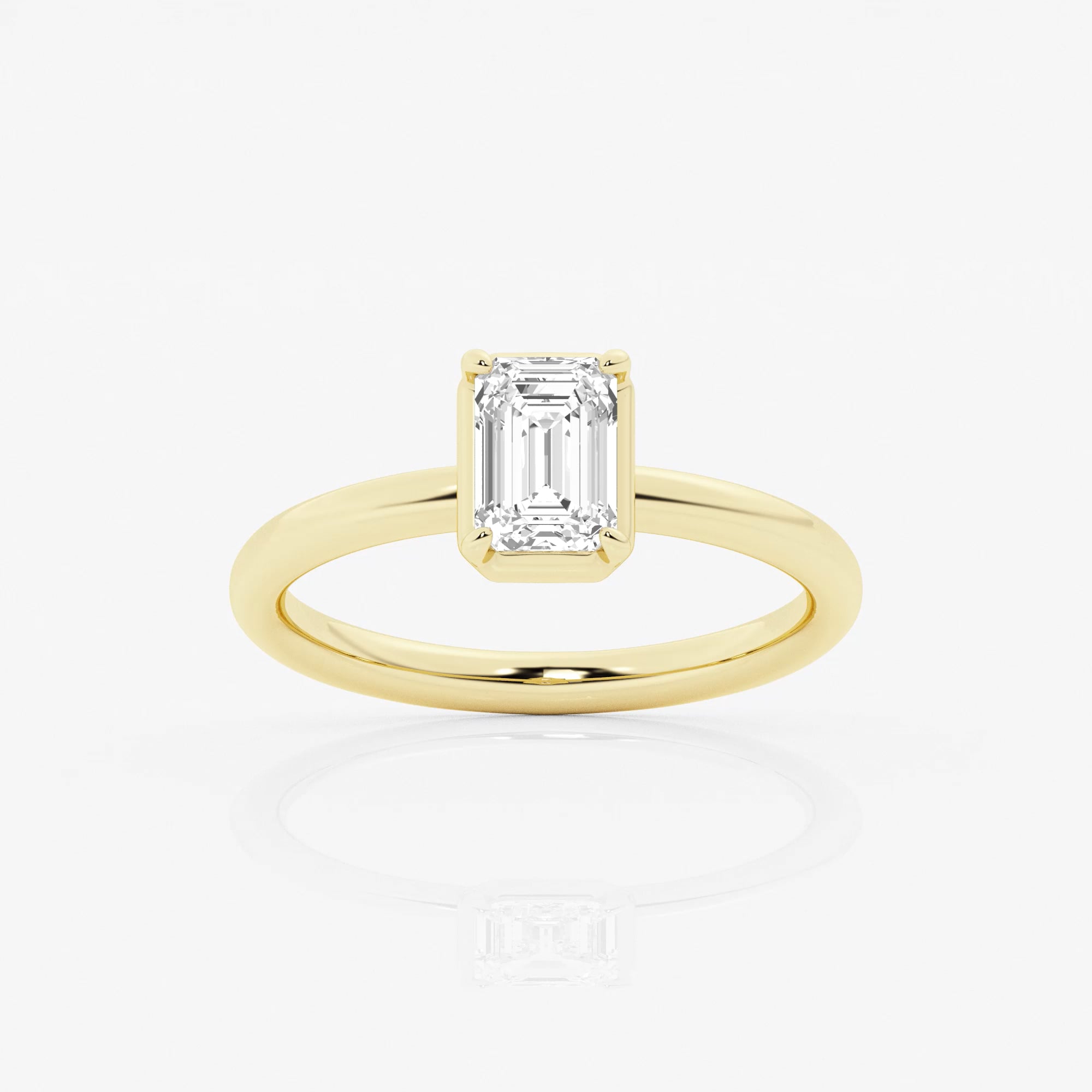 1 ctw Emerald Lab Grown Diamond Solitaire Engagement Ring - Grownbrilliance