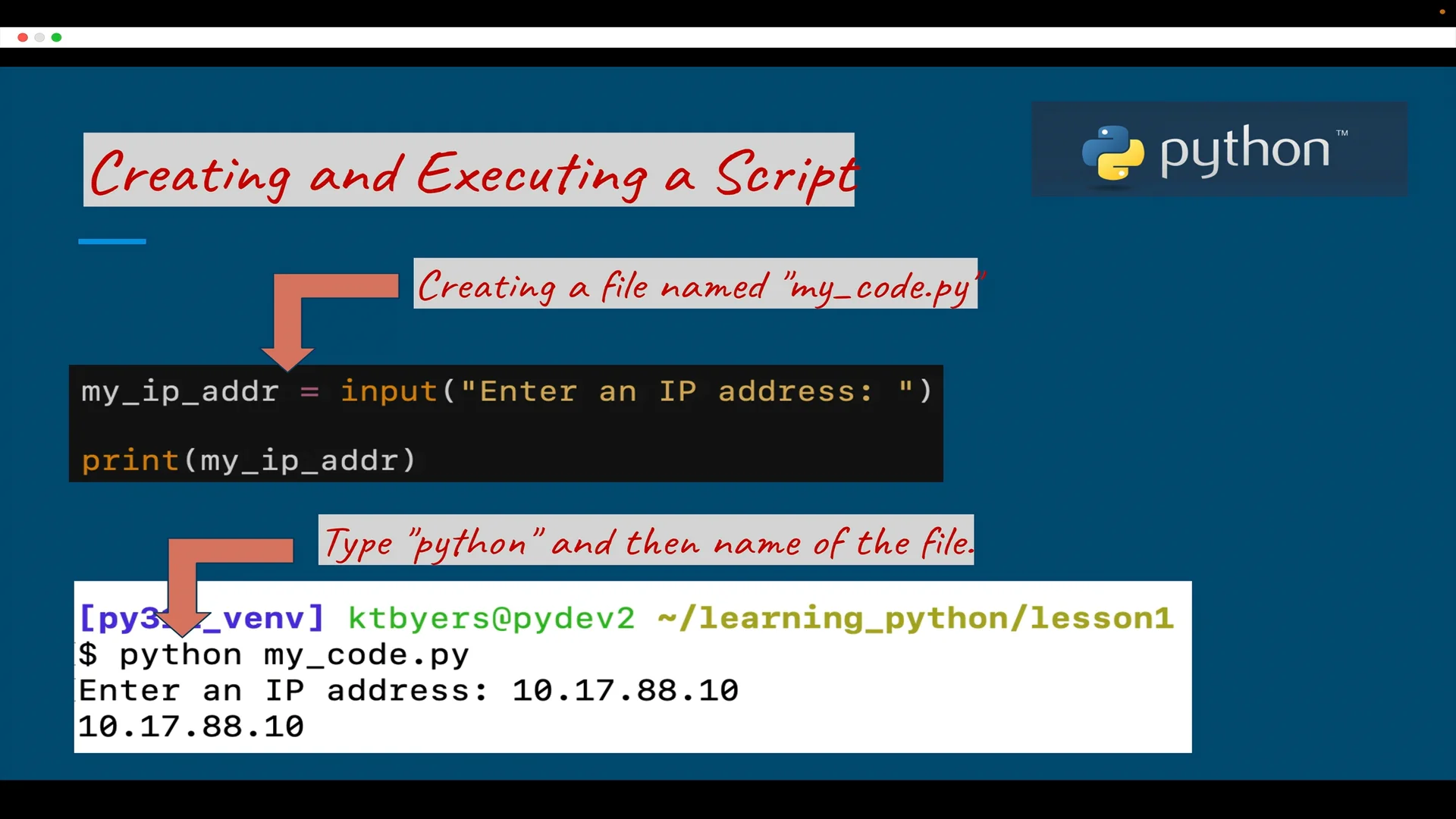 Learning Python - Week1 / Executing Your First Python Script on Vimeo