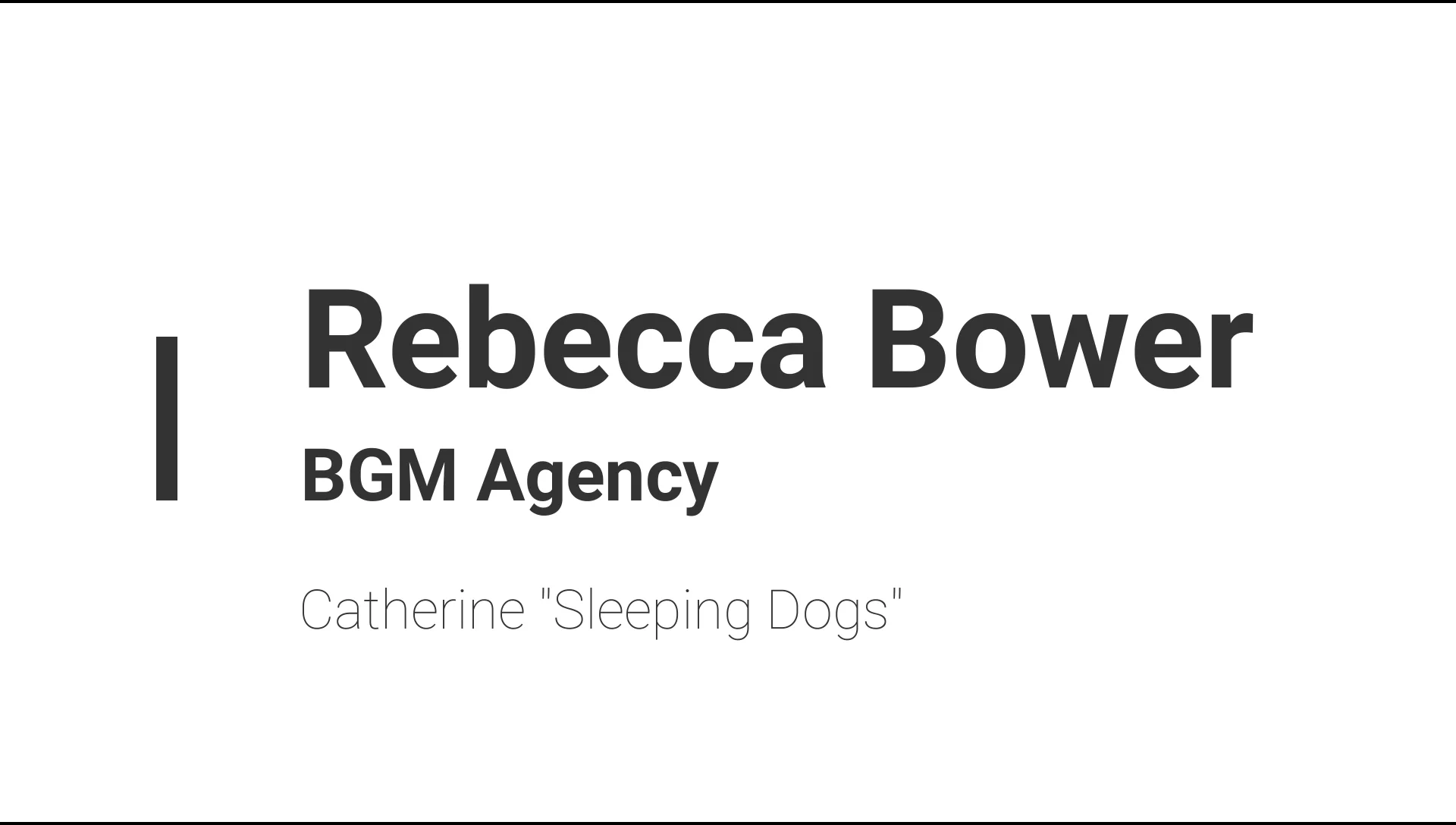 Rebecca Bower - Catherine "Sleeping Dogs" on Vimeo