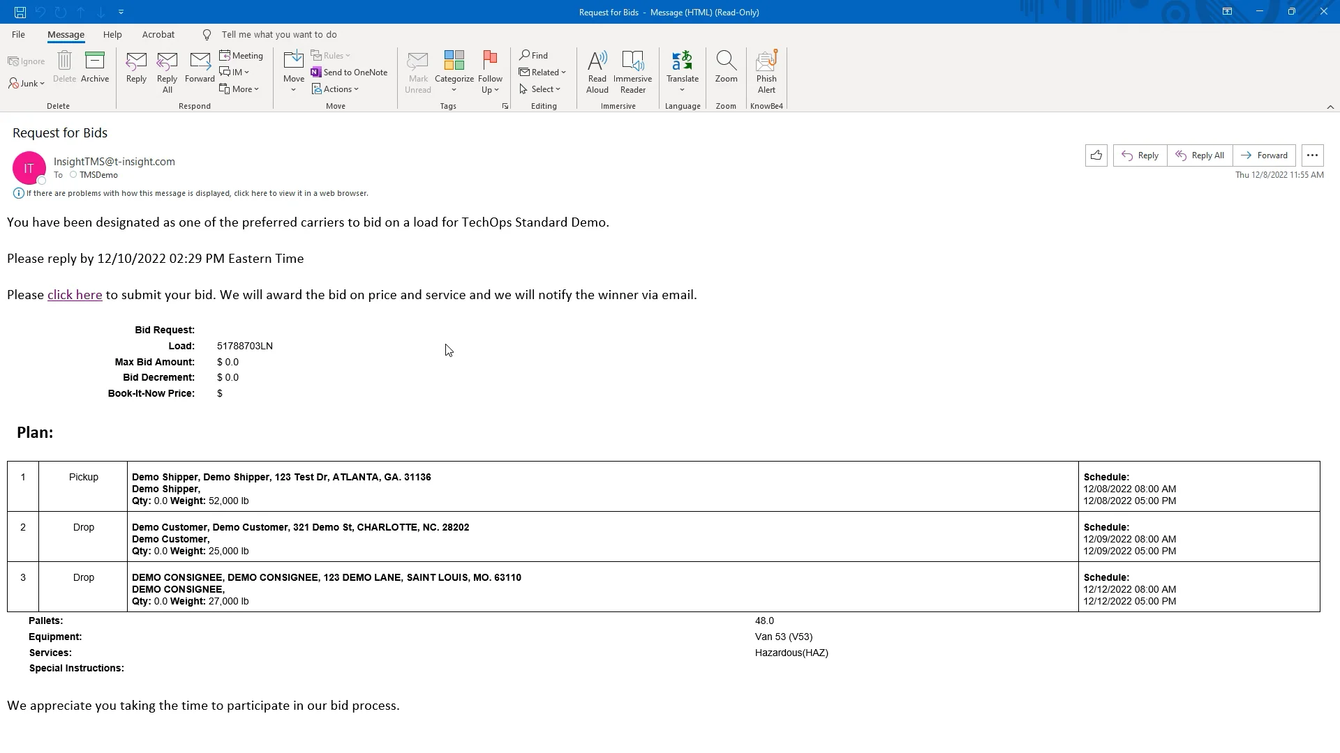 2 Insight TMS Private Bid Board