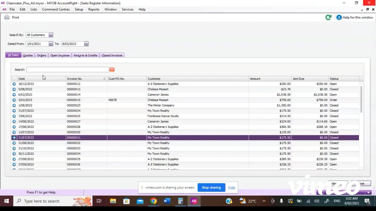 Creating an invoice-MYOB (Copy) on Vimeo