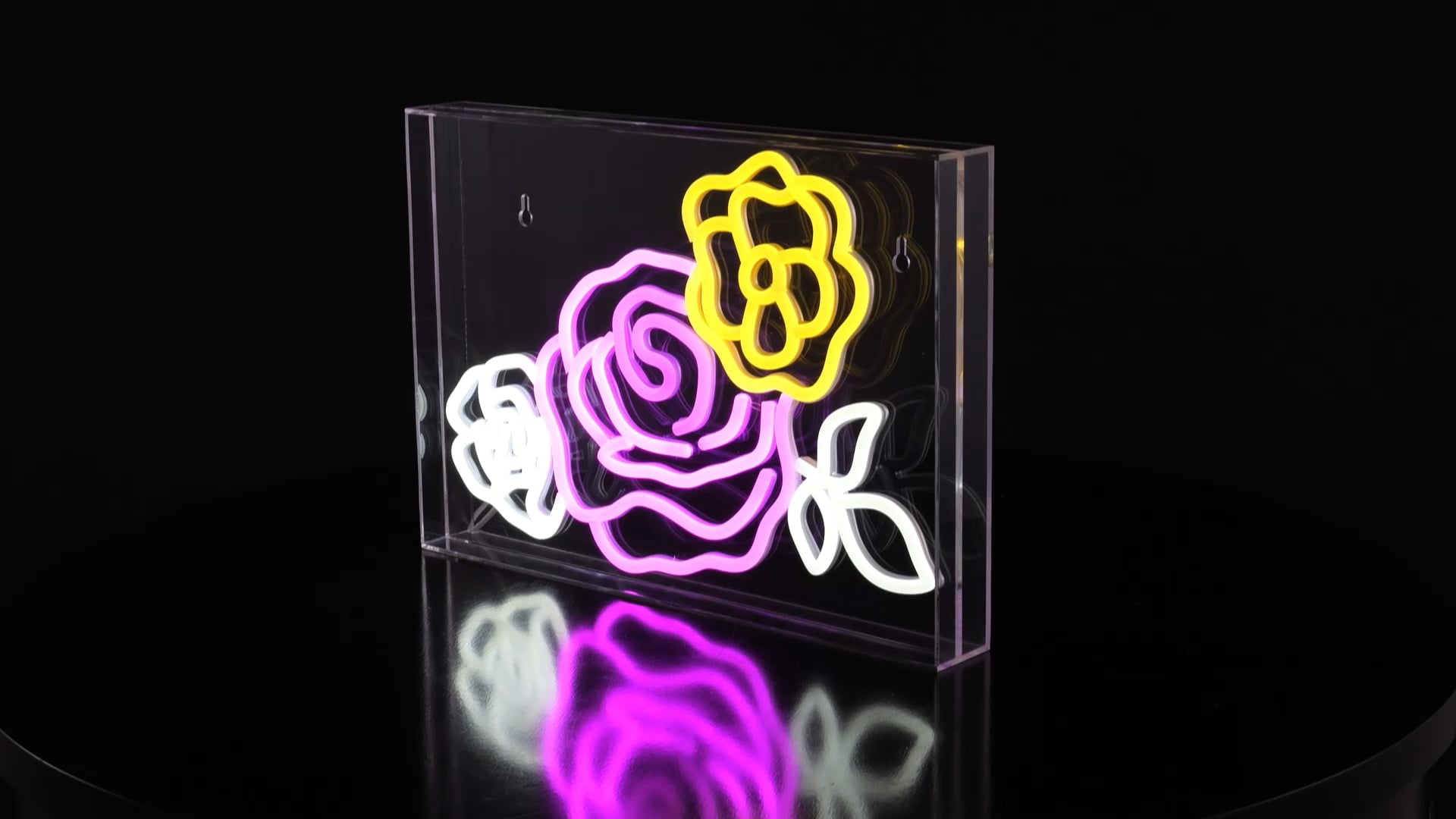 Crowd Of Roses 15" X 10.3" Acrylic Box USB LED Neon Light, Pink/White ...