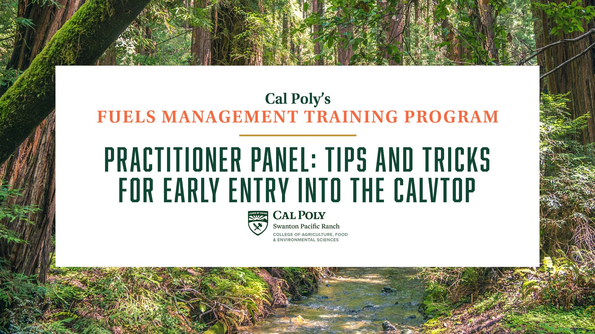 Practitioner Panel: Tips and Tricks Into Early Entry into the CalVTP on ...