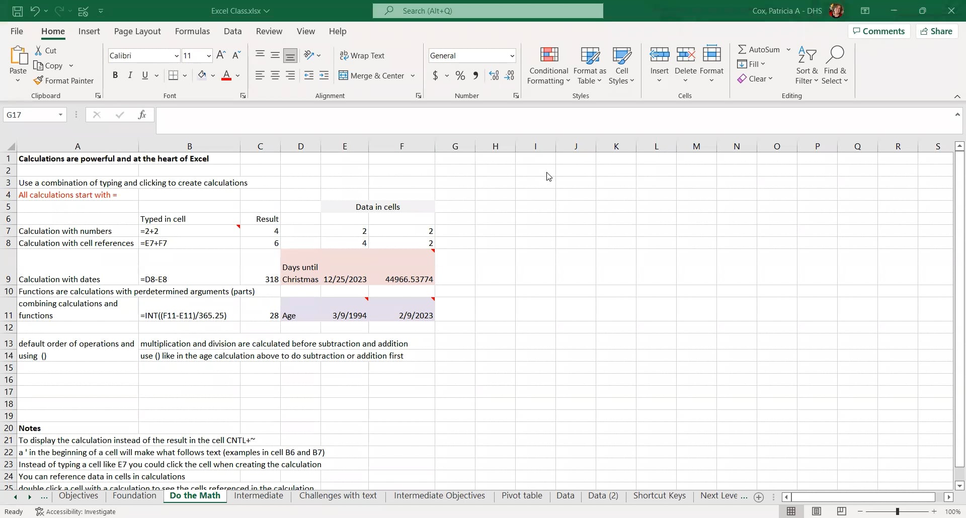 Excel Class Part 2 Do the Math - Introduction to formulas and functions by Patricia Cox on Vimeo