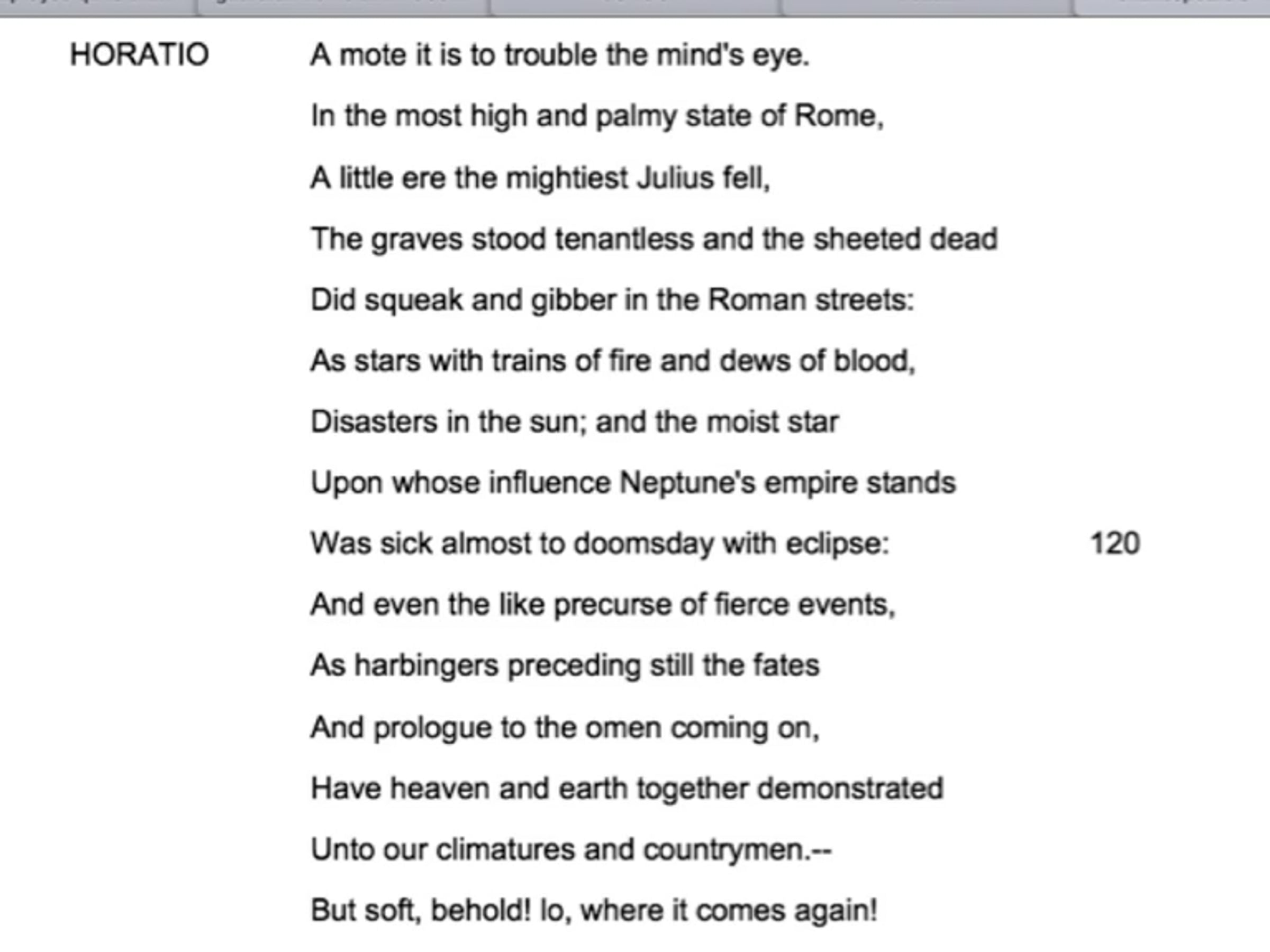 Hamlet 1: Act 1 scene i - 'A mote to trouble the mind's eye'