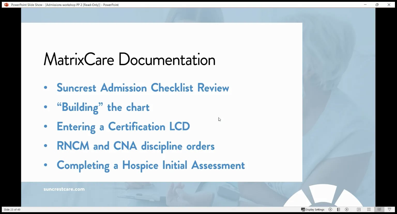 MatrixCare Documentation- "Building the chart"