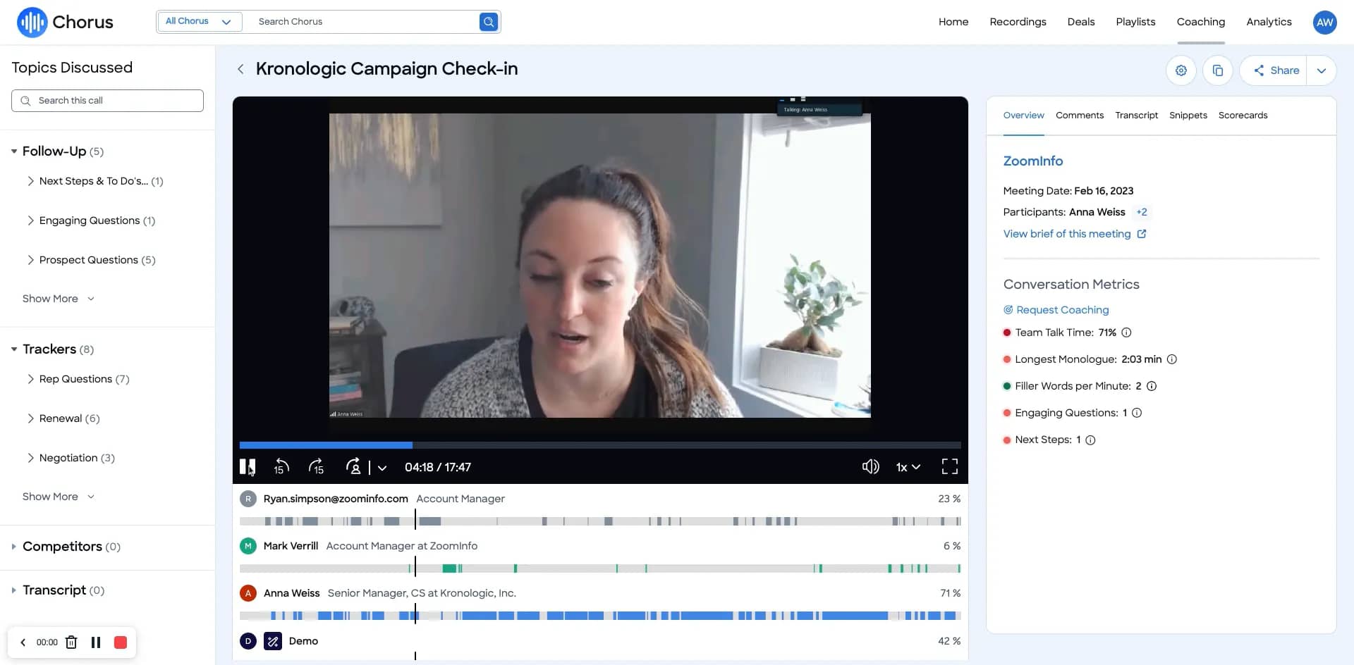 ZoomInfo Team Feedback on Vimeo