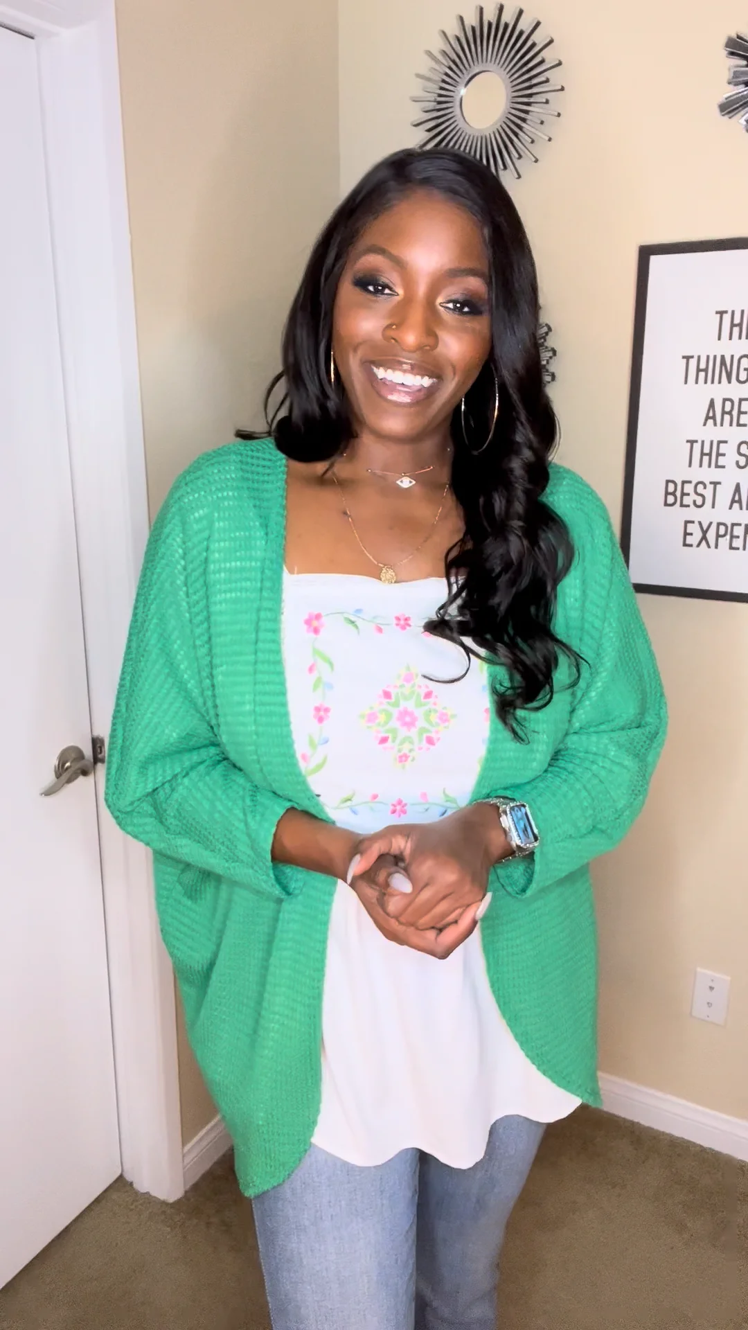 Delightfully Layered Cardigan Kelly Green on Vimeo