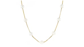 6-6.5mm Cultured Pearl Station Necklace in 18kt Gold Over Sterling