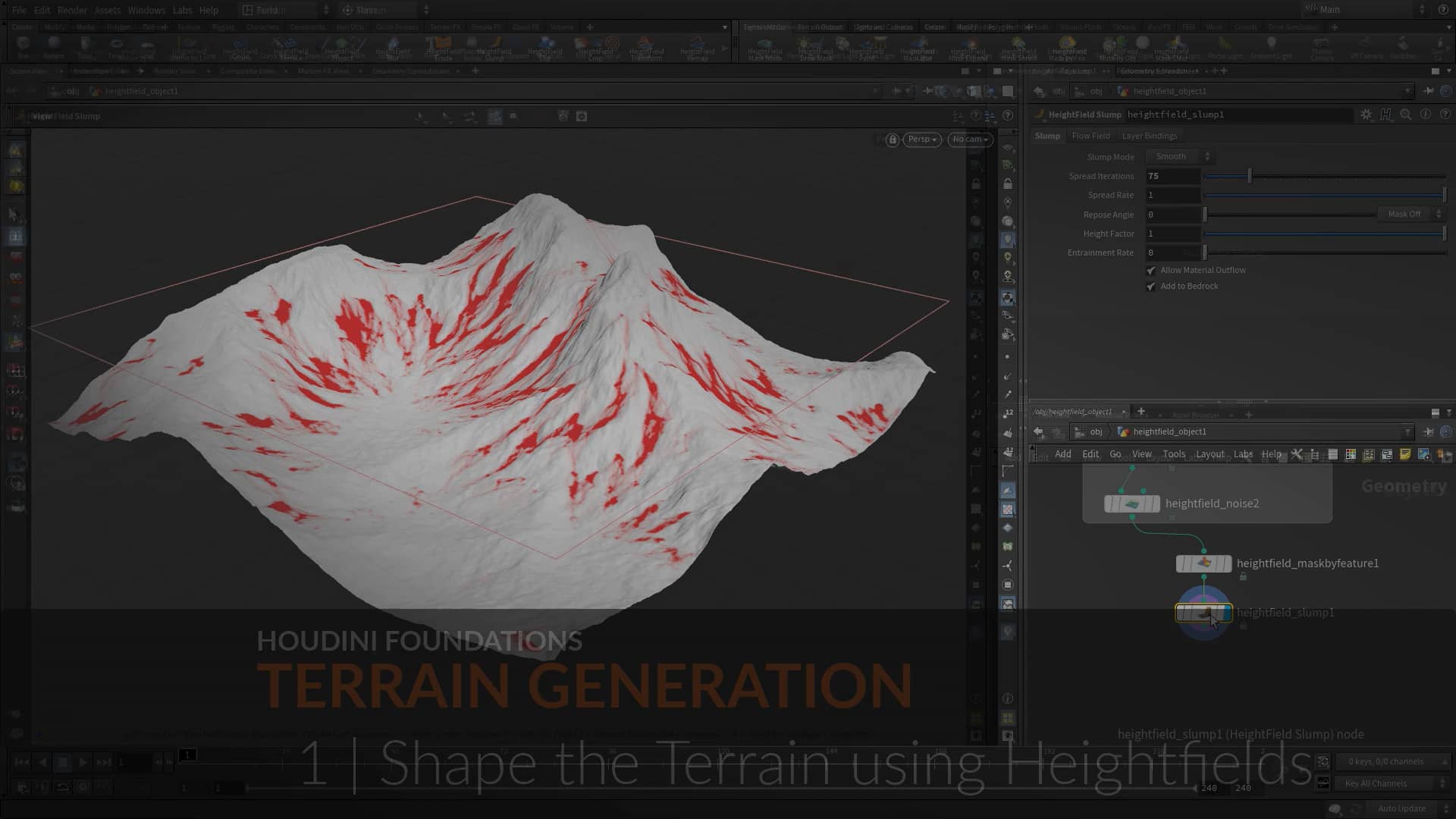 Houdini Foundations: Terrain 1 | Shape the Terrain using Heightfields on Vimeo