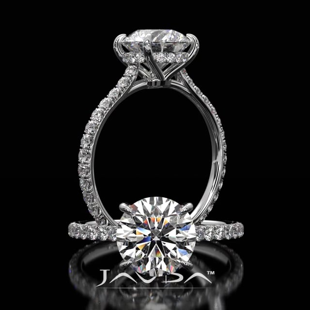 Diamond Engagement Heart Ring 14K White Gold Halo Pave Setting in javda ...