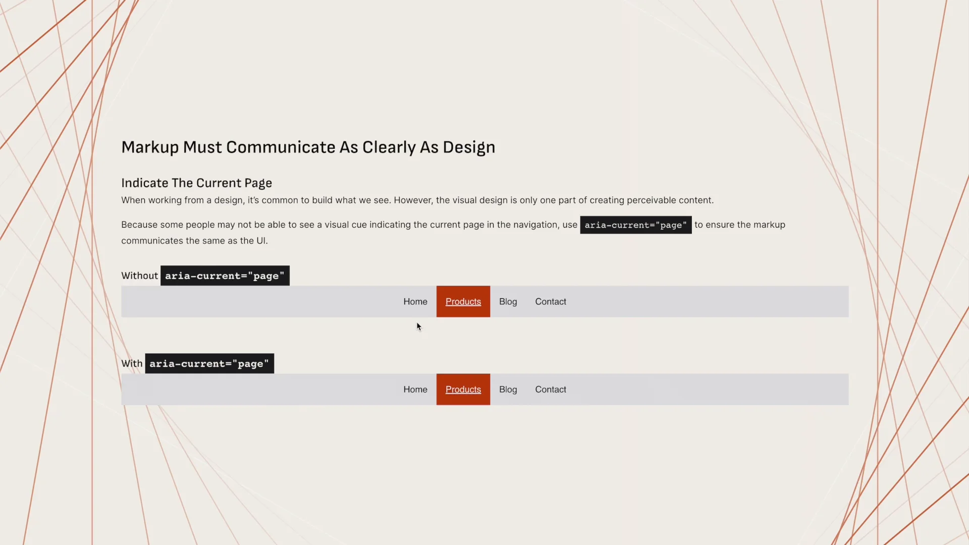 Indicate Current Page with Aria Current