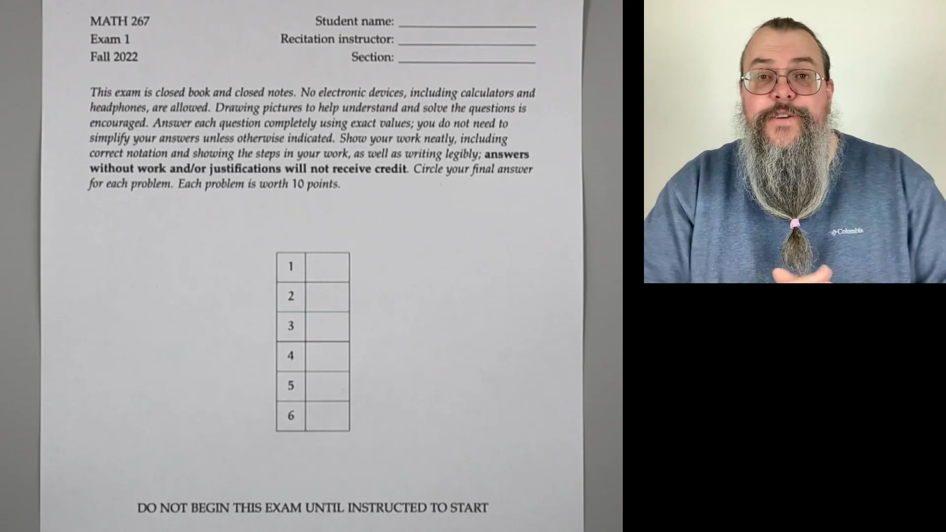 Differential Equations, Exam 1 walkthrough (Fall 2022)