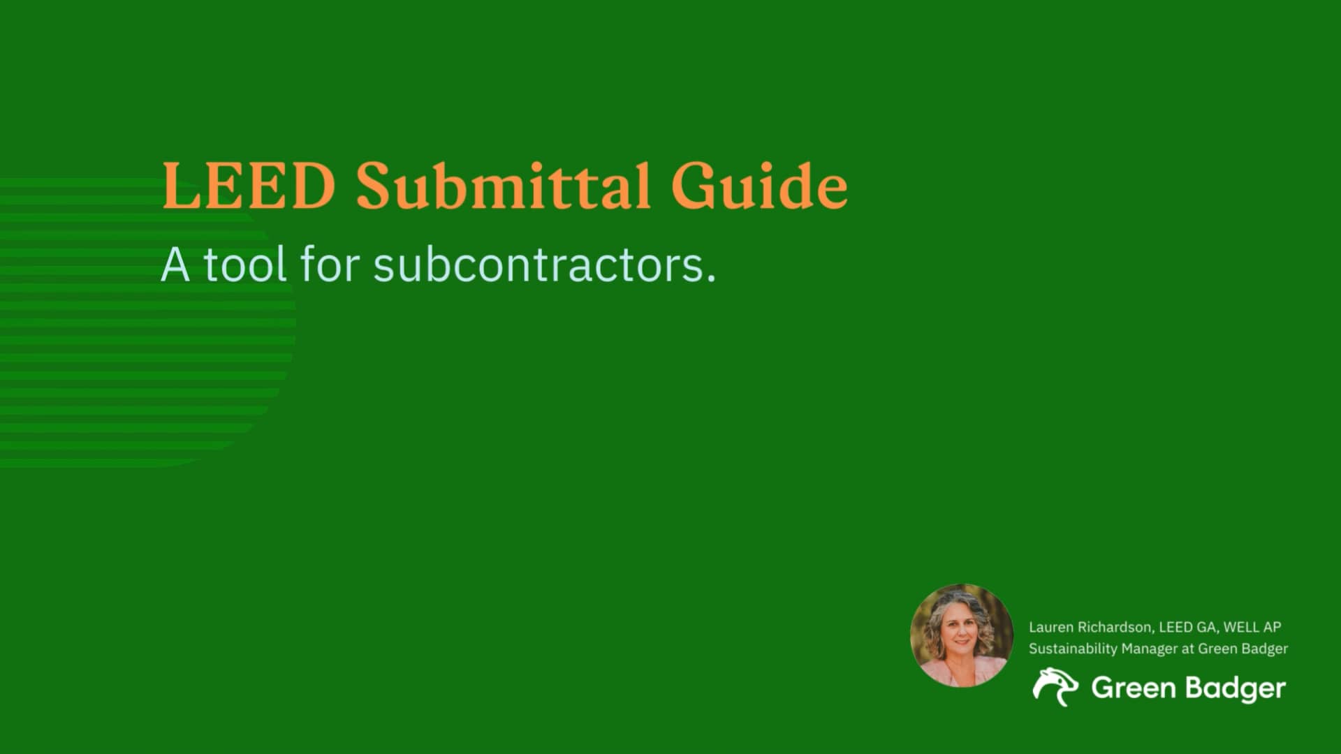 Green Badger's Subcontractor Series: LEED Submittal Guide on Vimeo