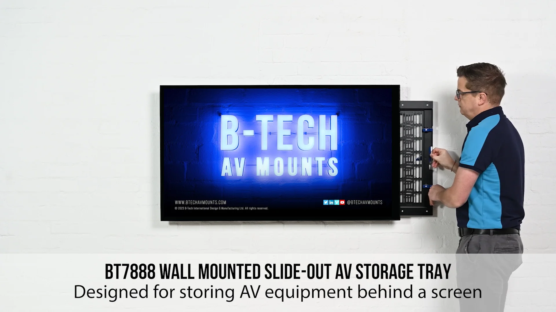 BT7888 - Wall Mounted Slide-Out AV Storage Tray on Vimeo