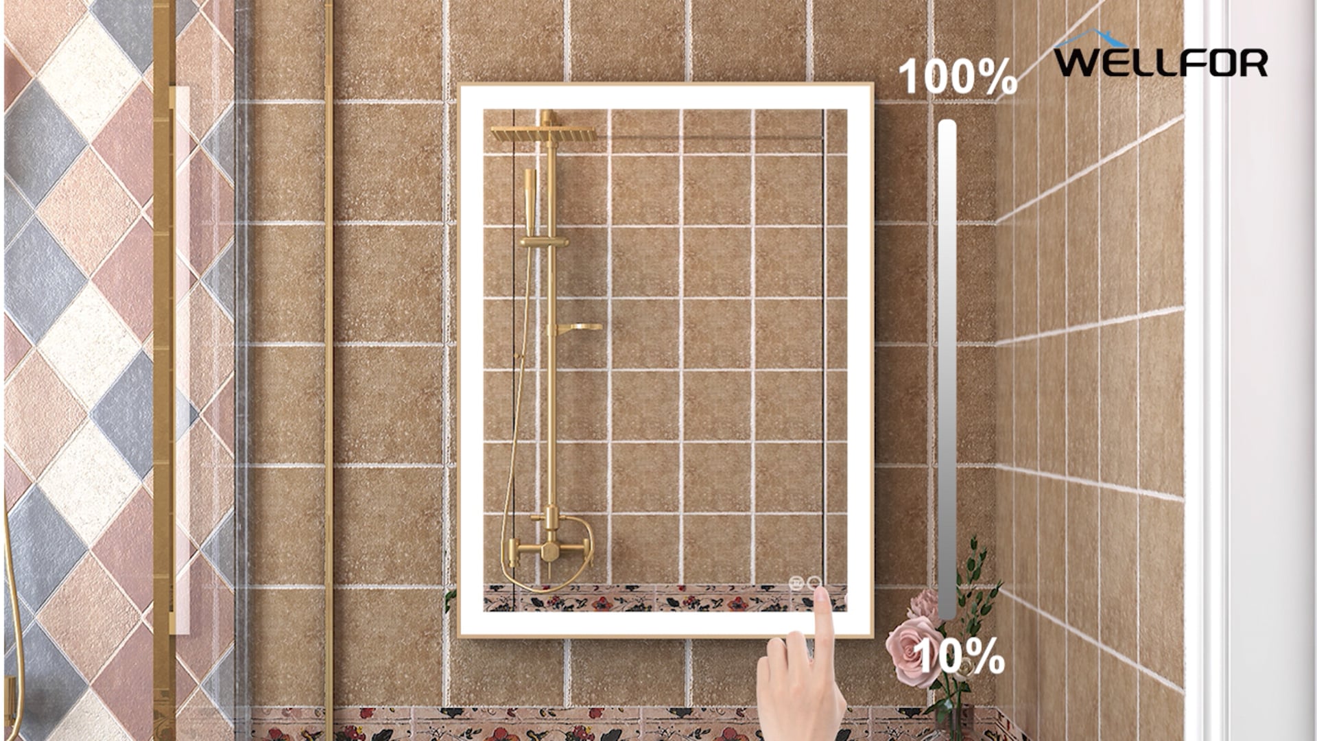 Framed LED Lighted Bathroom Vanity Mirror With Defogger, 60"x28 ...