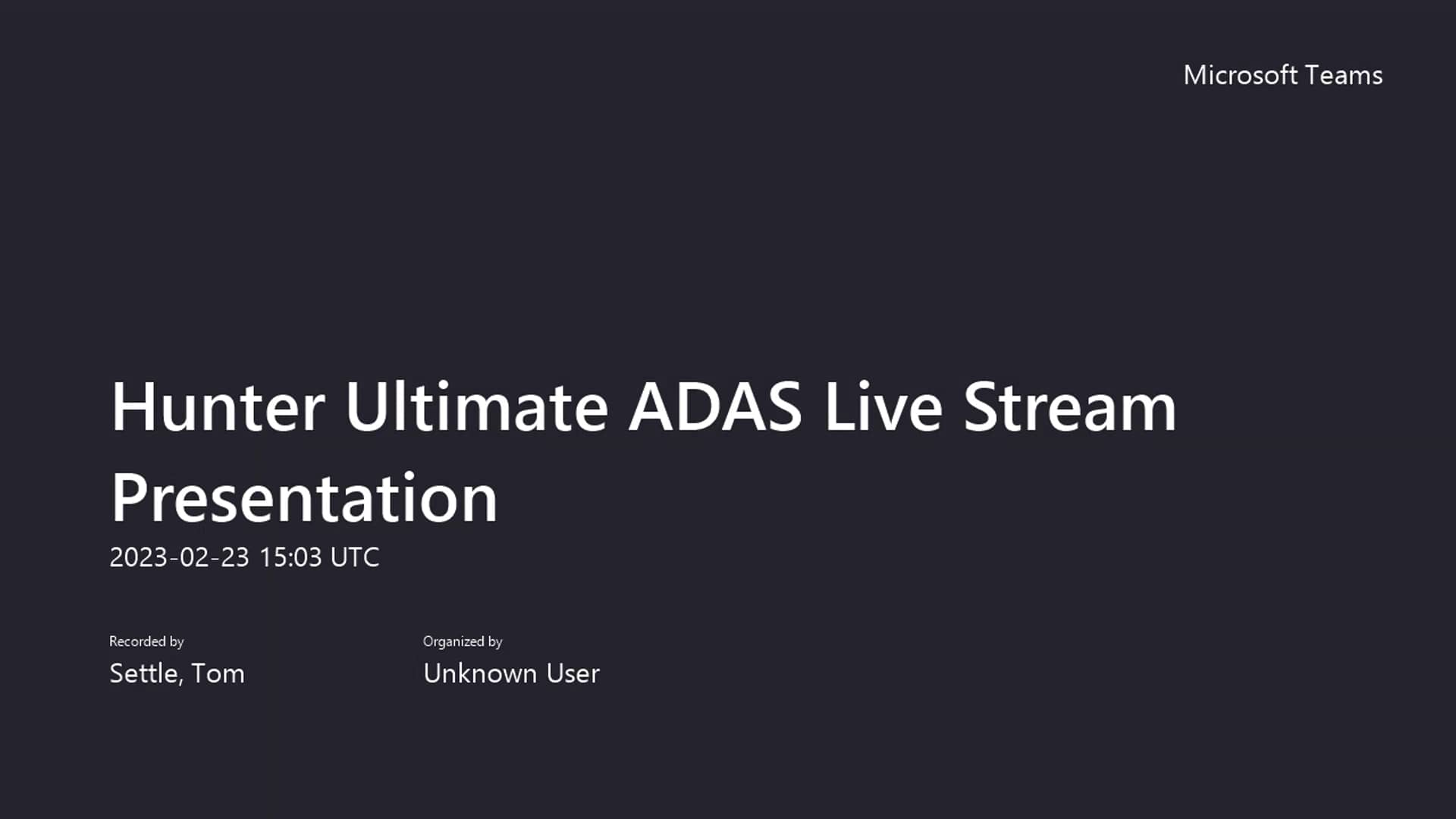 Hunter Ultimate ADAS Live Stream on Vimeo