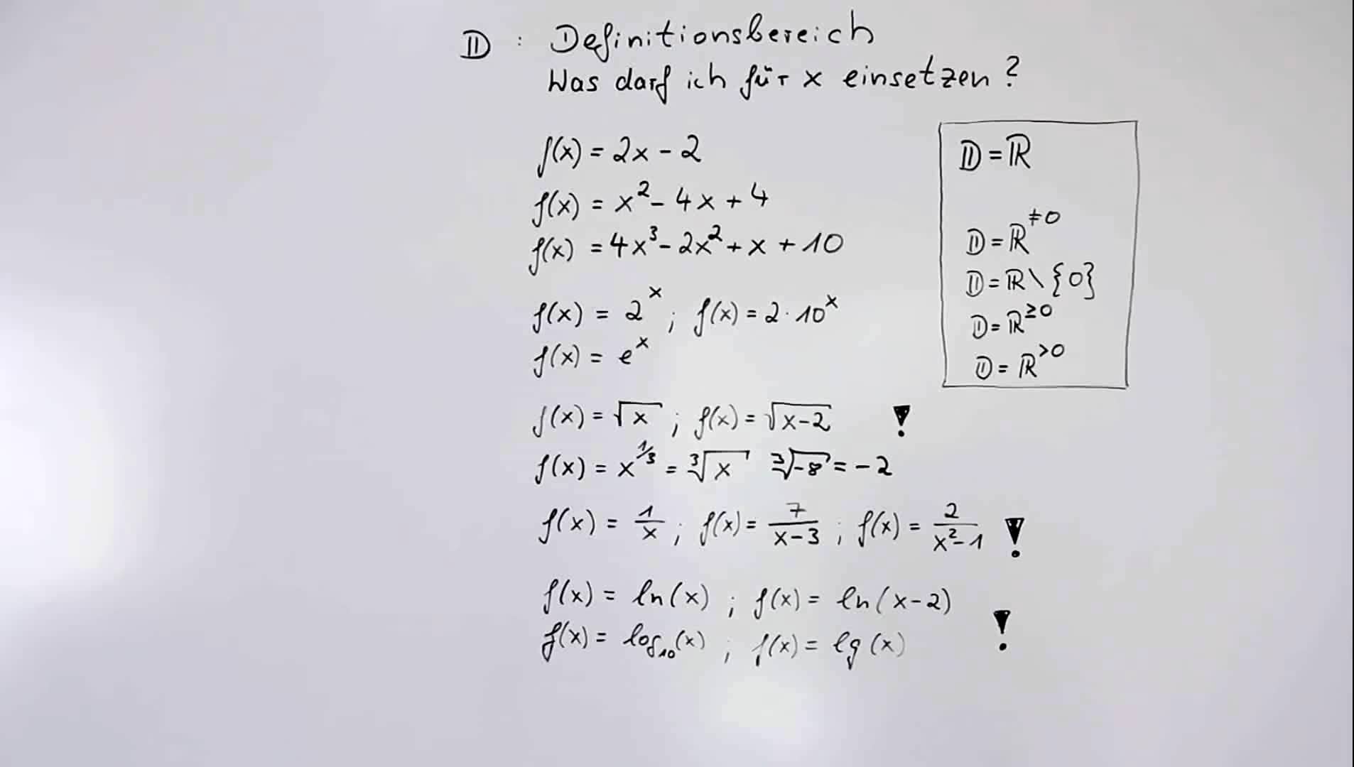 Definitionsbereich bei Funktionen - Mathe by Daniel Jung on Vimeo