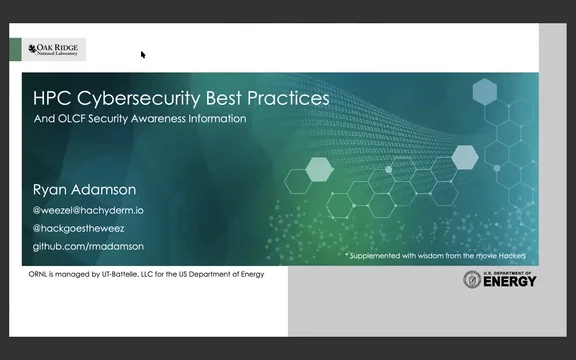 February 2023 OLCF User Conference Call - Cybersecurity Best Practices on Vimeo