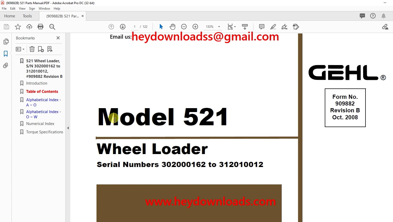 Gehl 521 Wheel Loader Parts Manual 909882 - PDF DOWNLOAD on Vimeo