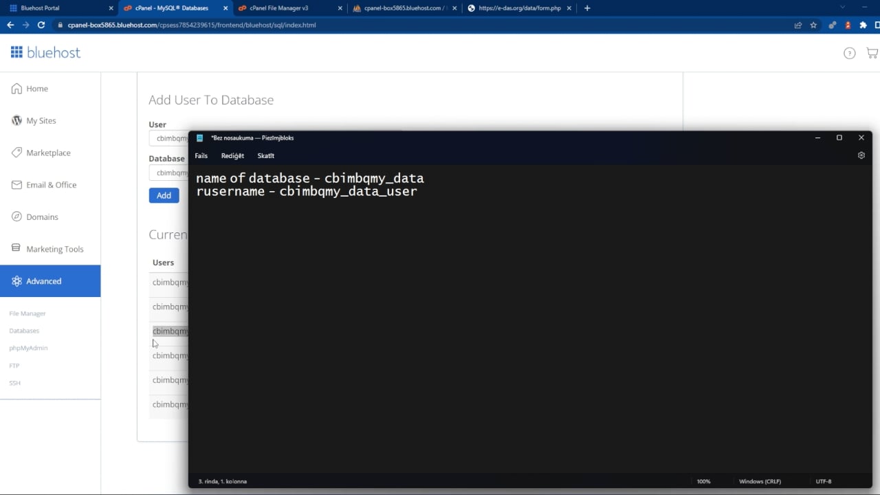 PHP SQL Insert request on Vimeo