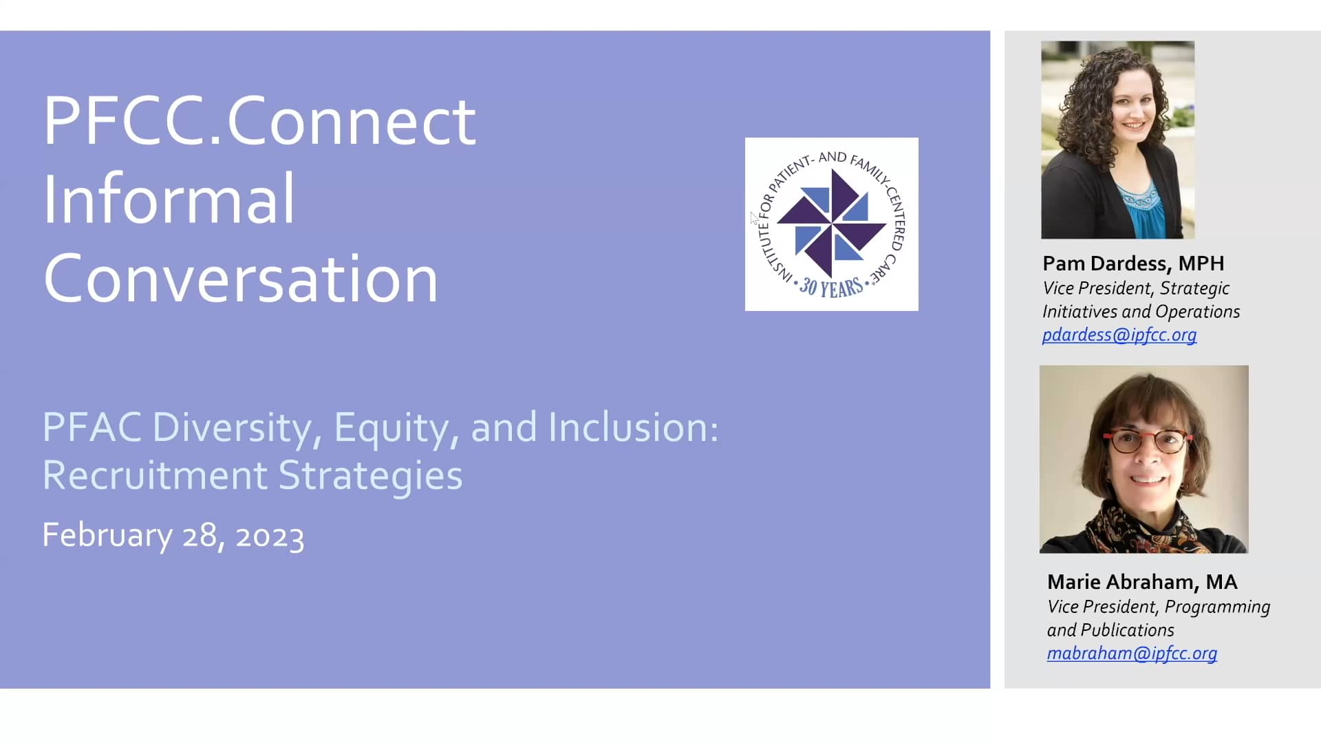 2023 February 28th Informal Conversation PFAC Diversity, Equity, and ...