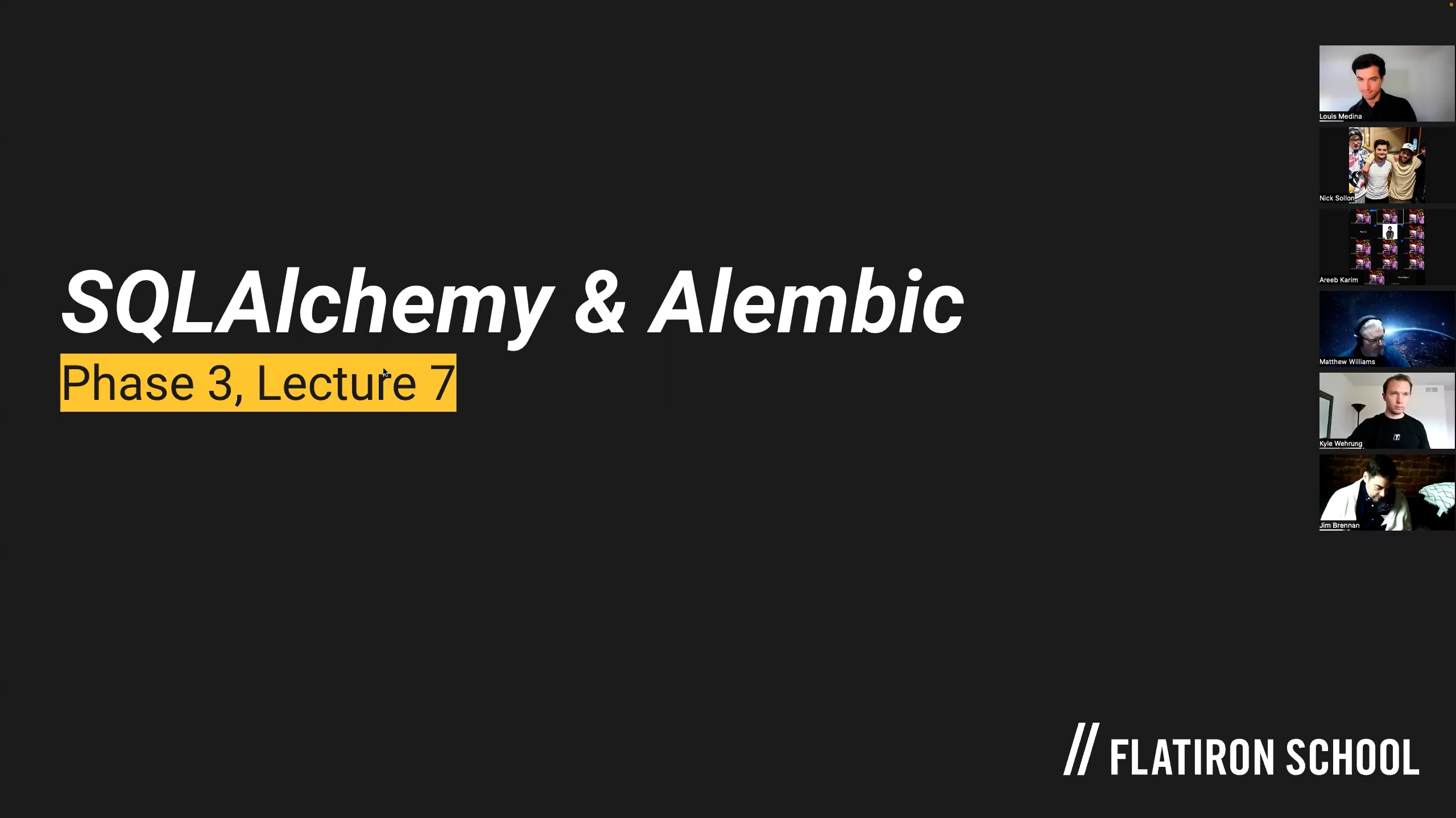 SE - Live - 010923 - Phase 3 - 7. SQLAlchemy & Alembic - East - PM on Vimeo