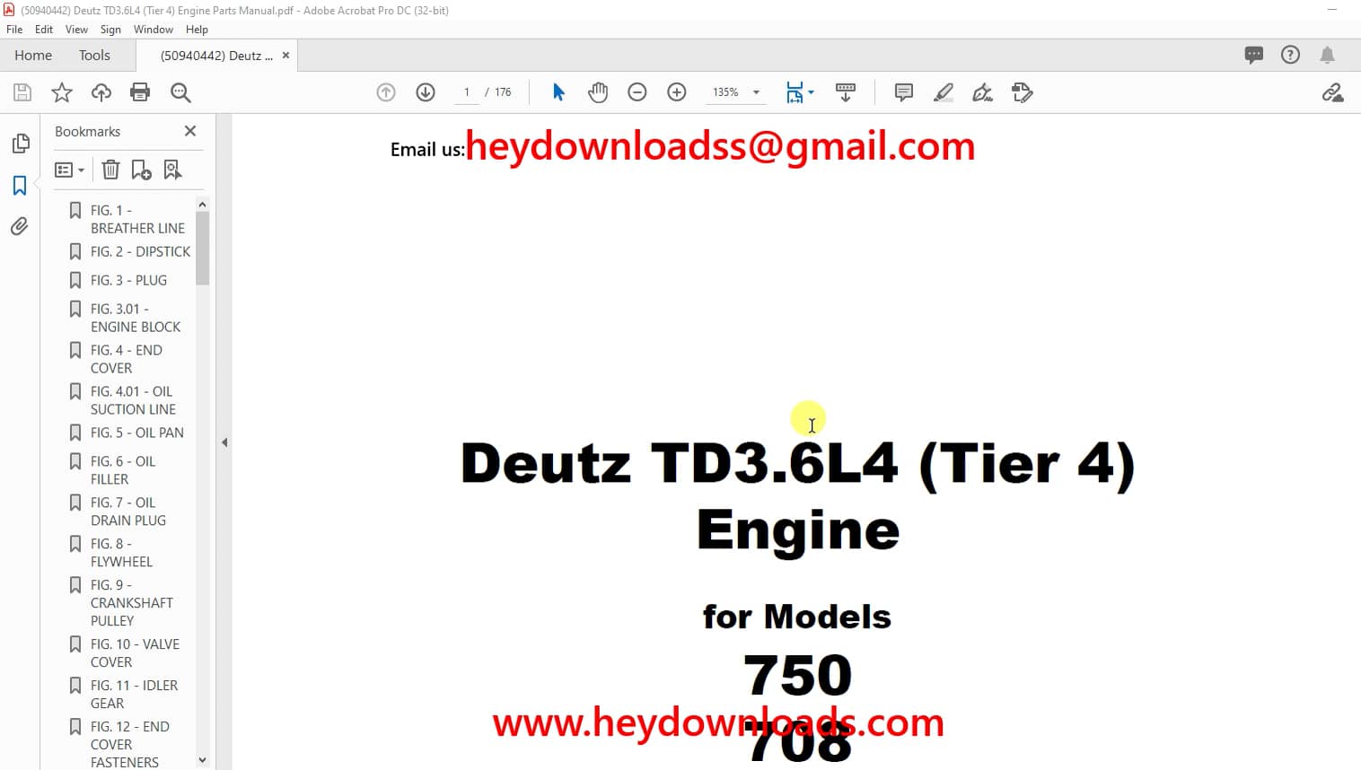 Deutz TD3.6L4 (Tier 4) Engine for Models 750 708 T750 MLA 7 MLA-T 516 Articulated Loader Parts ...