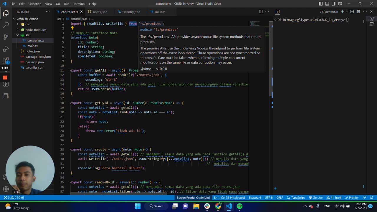 Visual Studio Code - controller.ts - CRUD_in_Array - Visual Studio Code ...