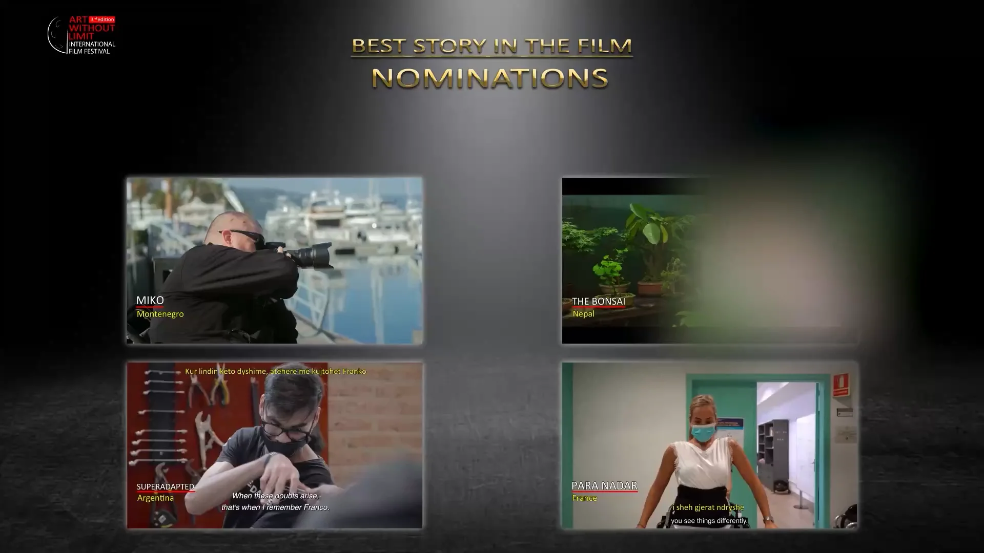 Nominee for BEST STORY in the Film2022 - Art Without Limit International Film Festival, 3rd. on ...