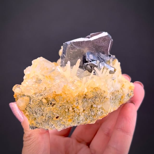 Galena (twinned) on Quartz with Fluorite & Calcite - HEF23-21 ...