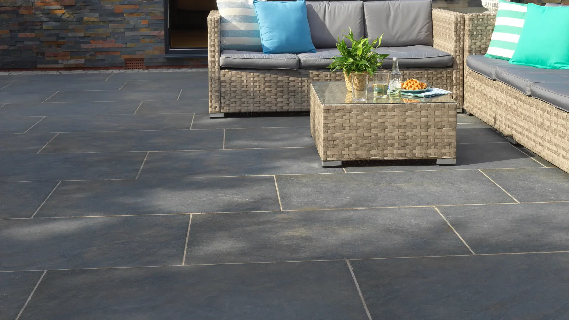 Pavestone - Pavestone Dolomite Grey Porcelain Patio Paving, with Slate ...