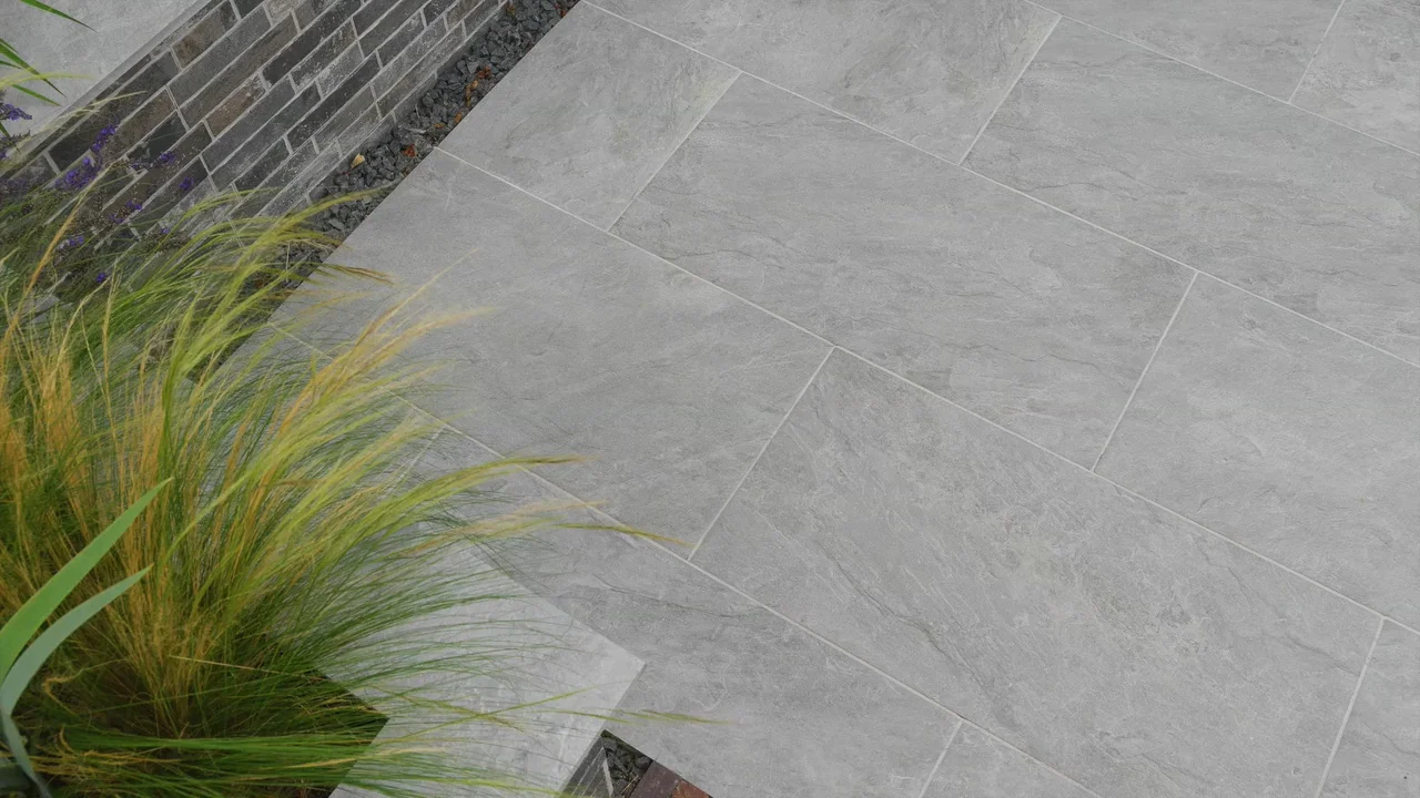 Pavestone - Pavestone Dolomite, Moon Porcelain Patio Paving on Vimeo
