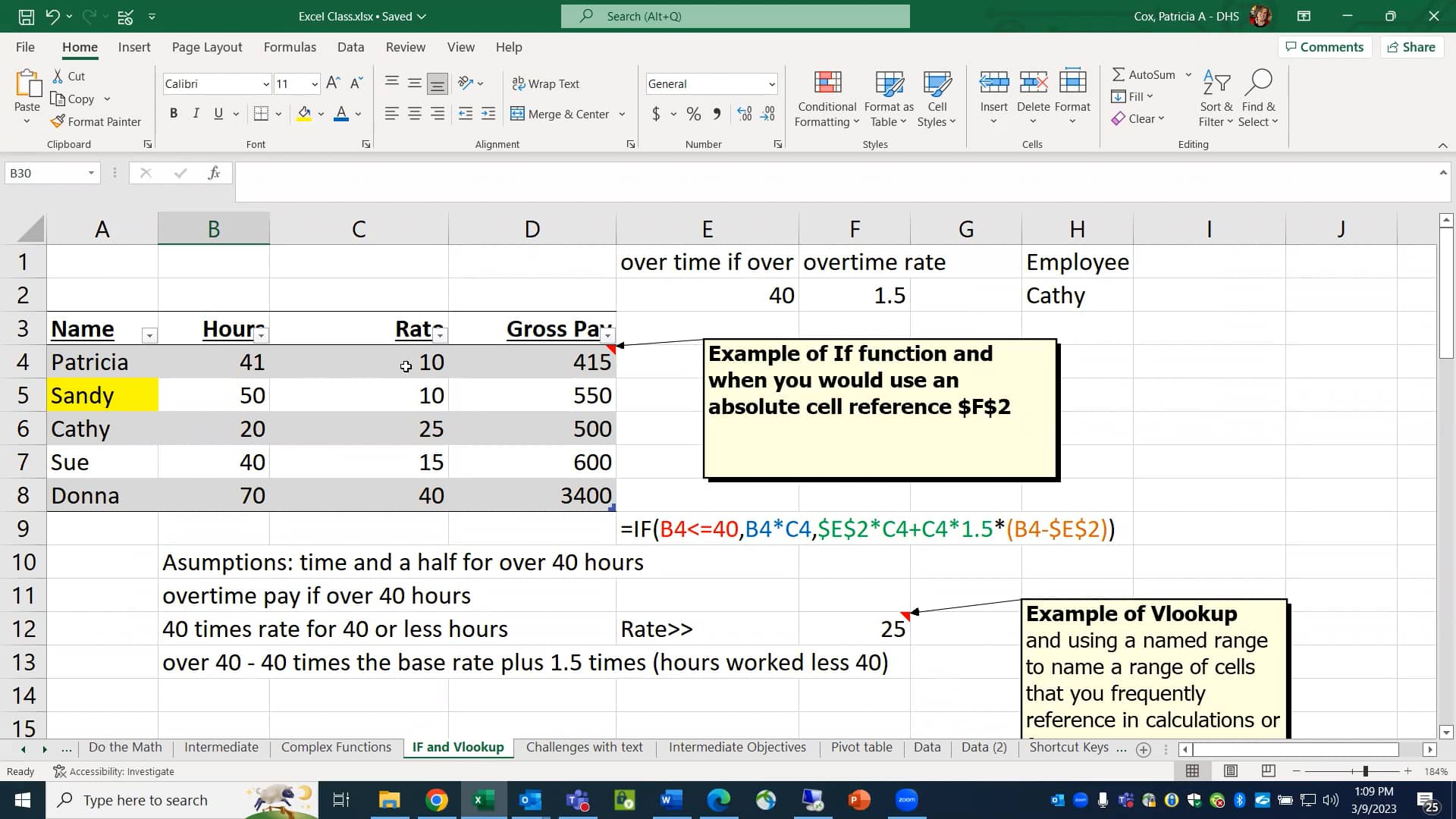 Excel Class Part 3 Mashup - Advanced functions and combining functions ...