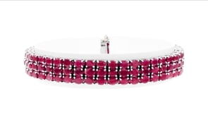40.00 ct. t.w. Ruby Three-Row Tennis Bracelet in Sterling Silver