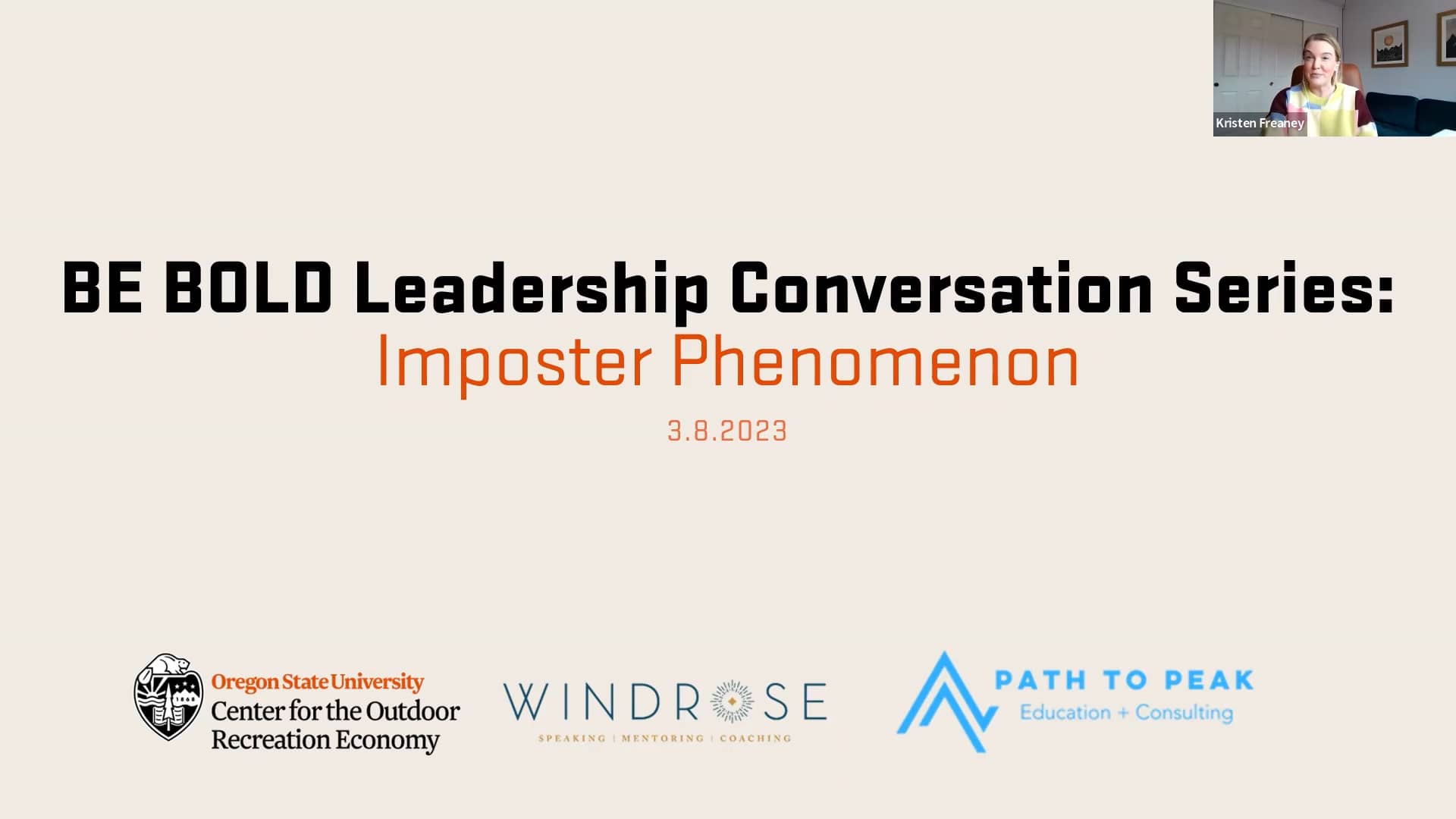 Be BOLD Session 3 - Imposter Phenomenon on Vimeo