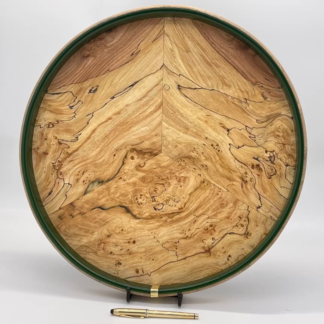Large Round Ottoman Tray - Spalted/Green on Vimeo